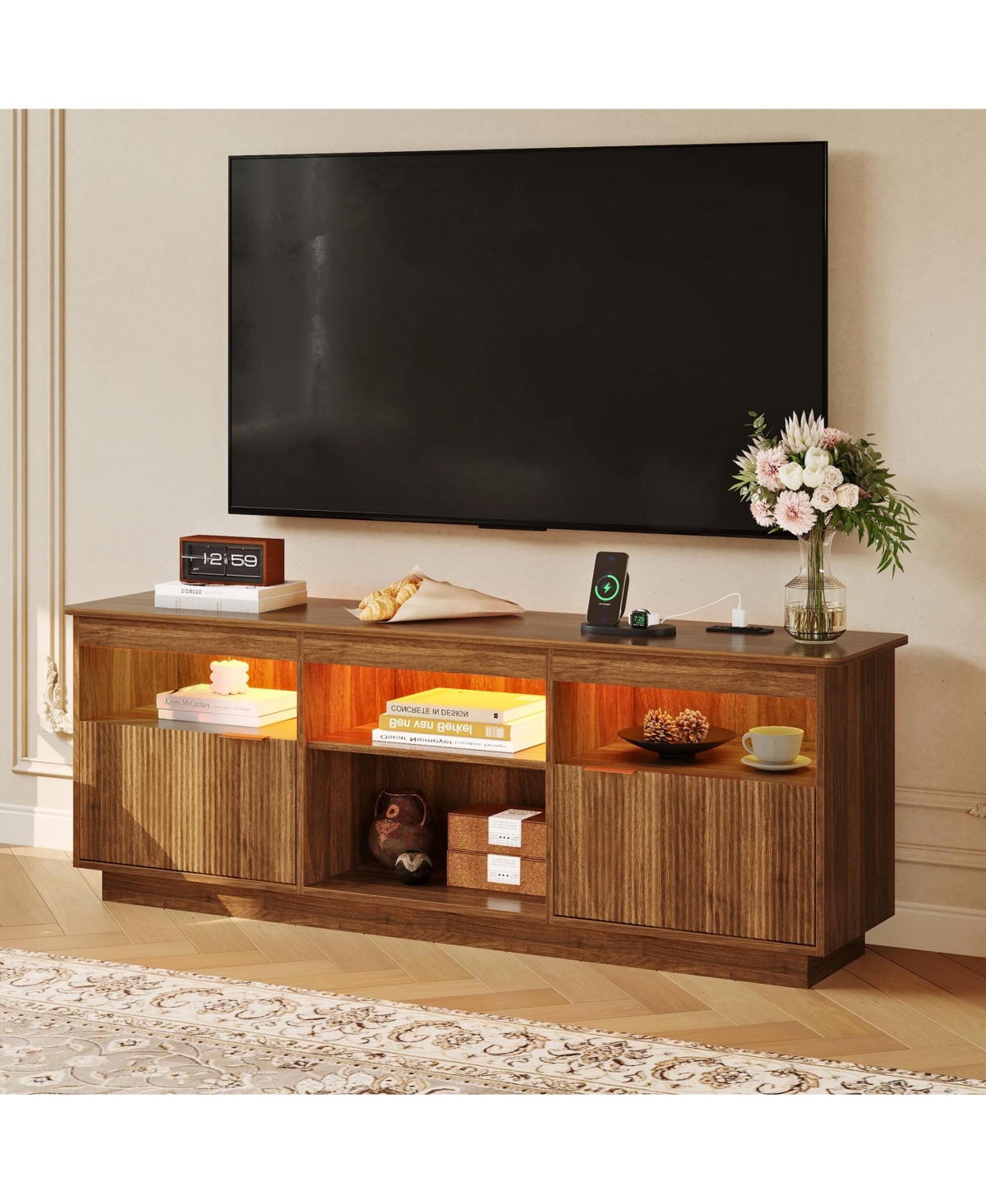 Click here for 70Mid Century Modern Fluted Tv Stand with Storage... prices