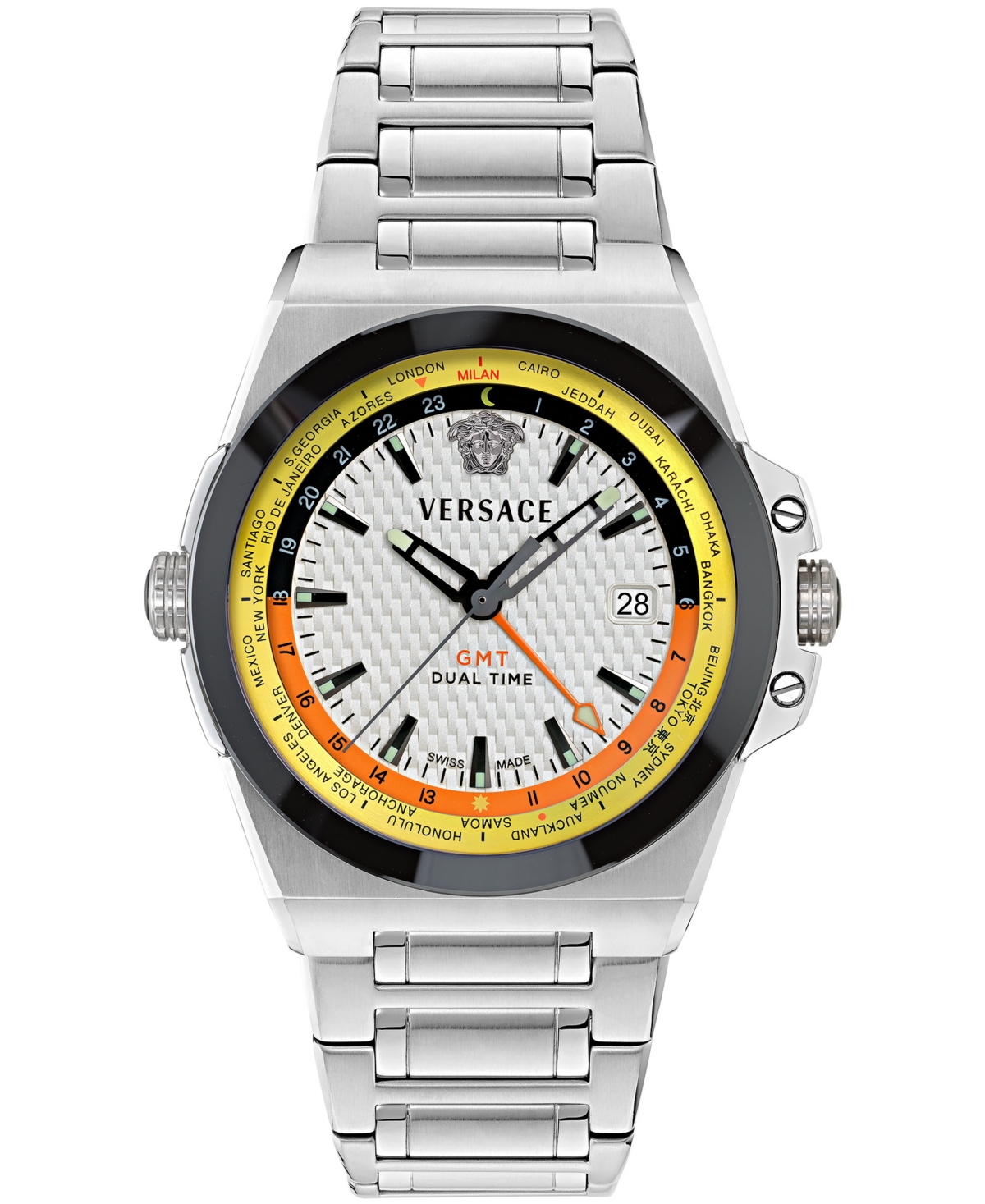 Click here for Versace Mens Greca Reaction Gmt Brown Calf Leather... prices