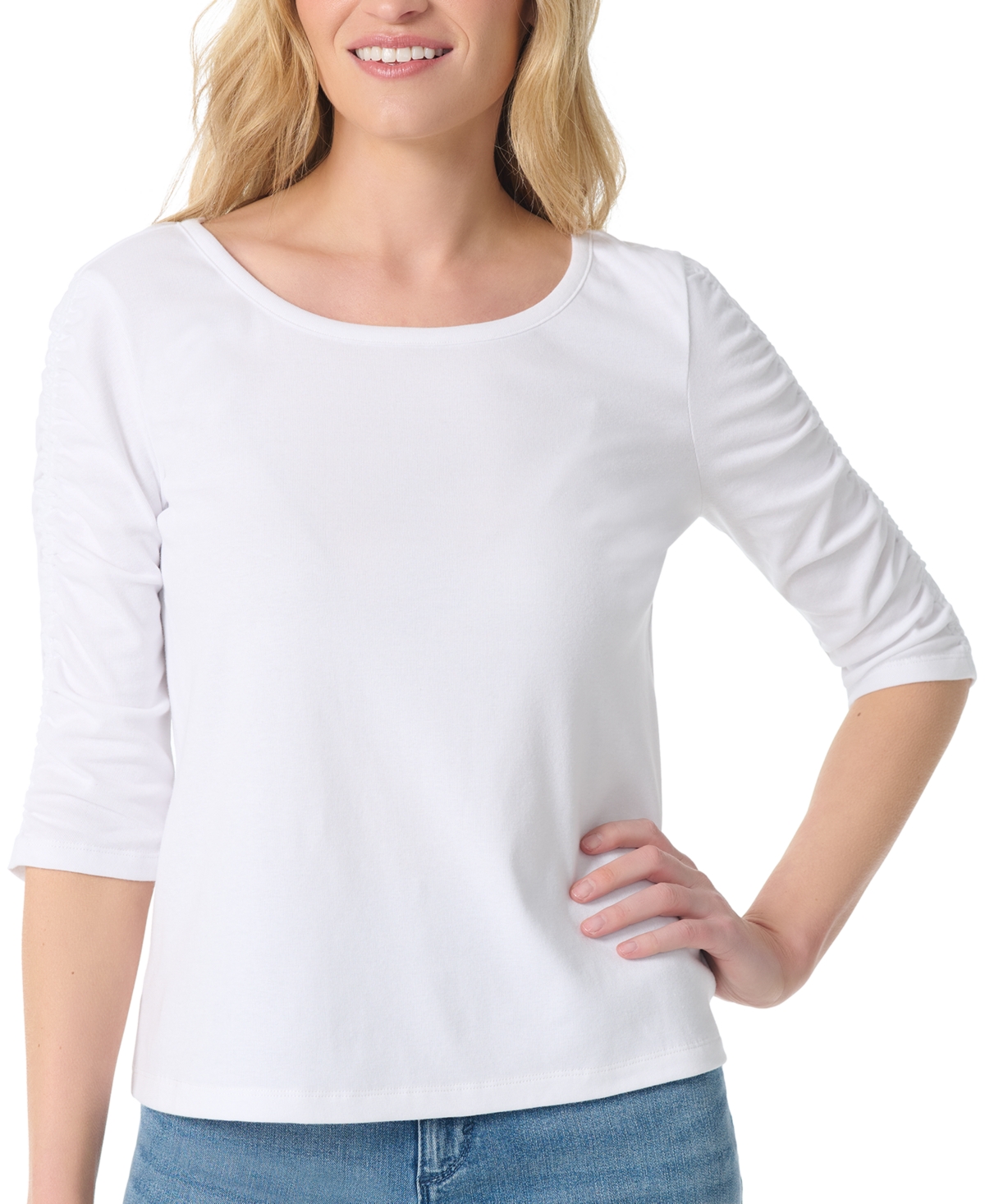 Click here for Gloria Vanderbilt Womens Striped Round Neck Ruched... prices