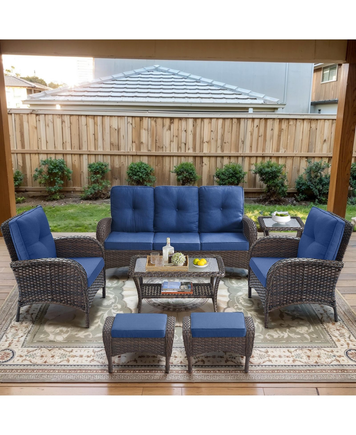 Click here for Bellefurn 7-Piece Outdoor Wicker Patio Family Gath... prices