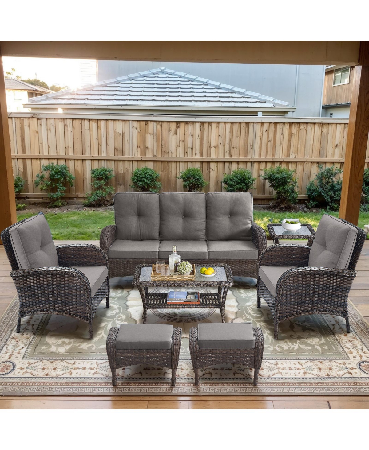 Click here for Bellefurn 7-Piece Outdoor Wicker Patio Family Gath... prices