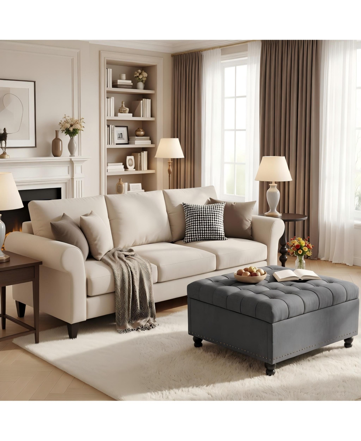Click here for 35in Square Storage Ottoman Bench with Flip-Up Sea... prices