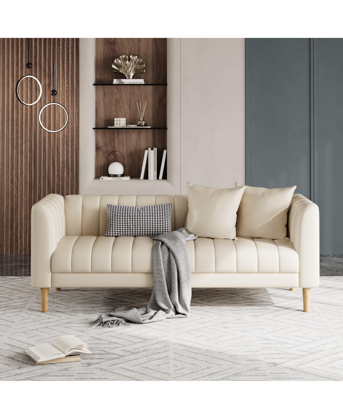 Click here for 83W 3-Seater Sofa with Tufted Back  Faux Leather U... prices