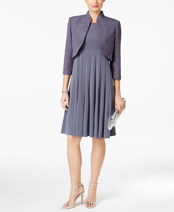 Jessica Howard Pleated Dress and Glitter Bolero Jacket - Macy's