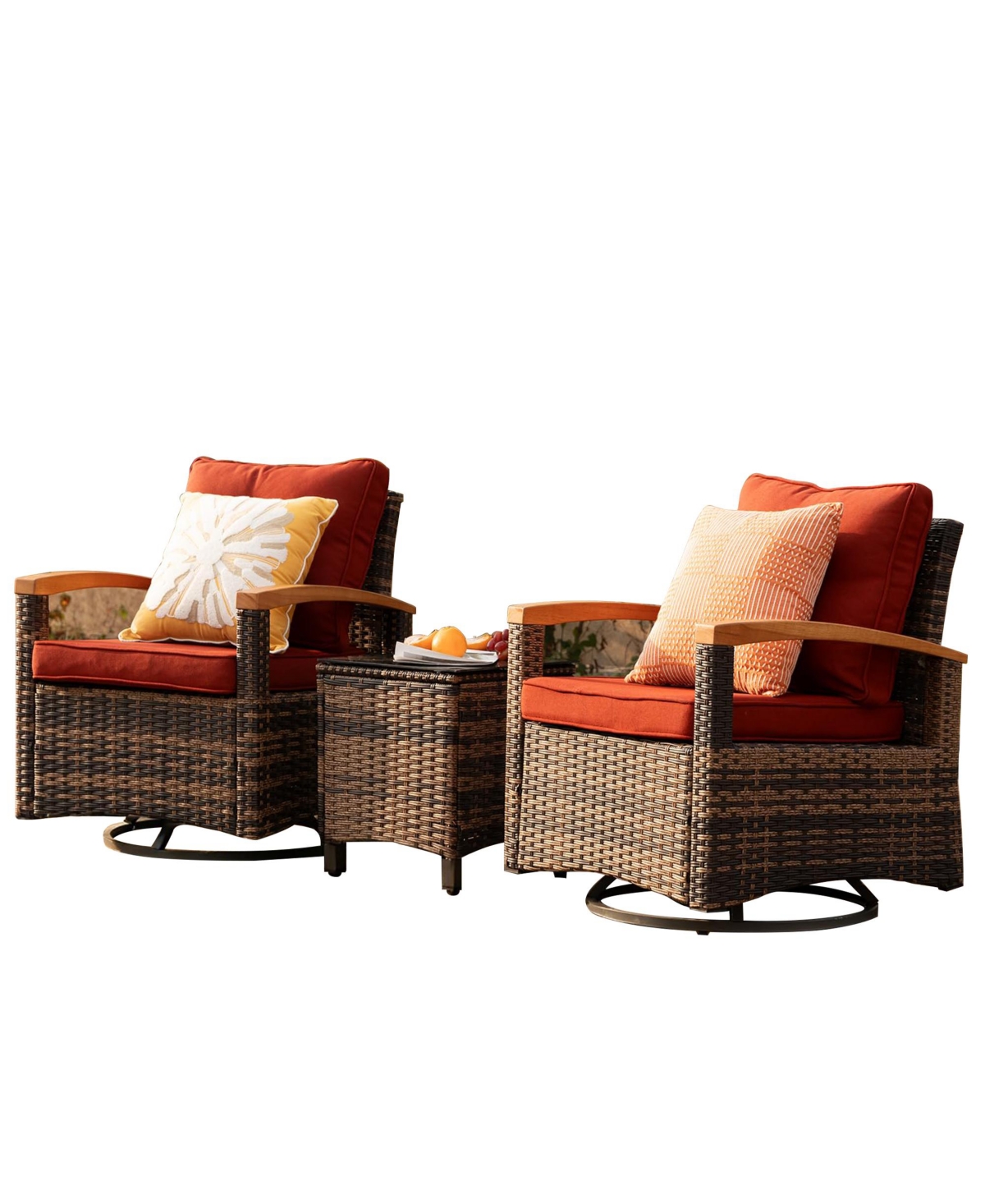 Click here for Decksplore 3 Piece Outdoor Swivel Rocker Bistro Se... prices