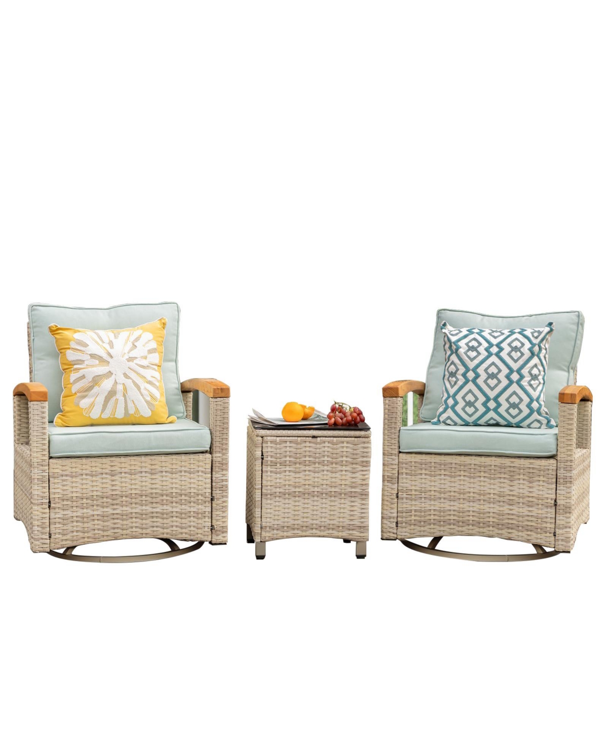 Click here for Decksplore 3 Piece Outdoor Swivel Rocker Bistro Se... prices