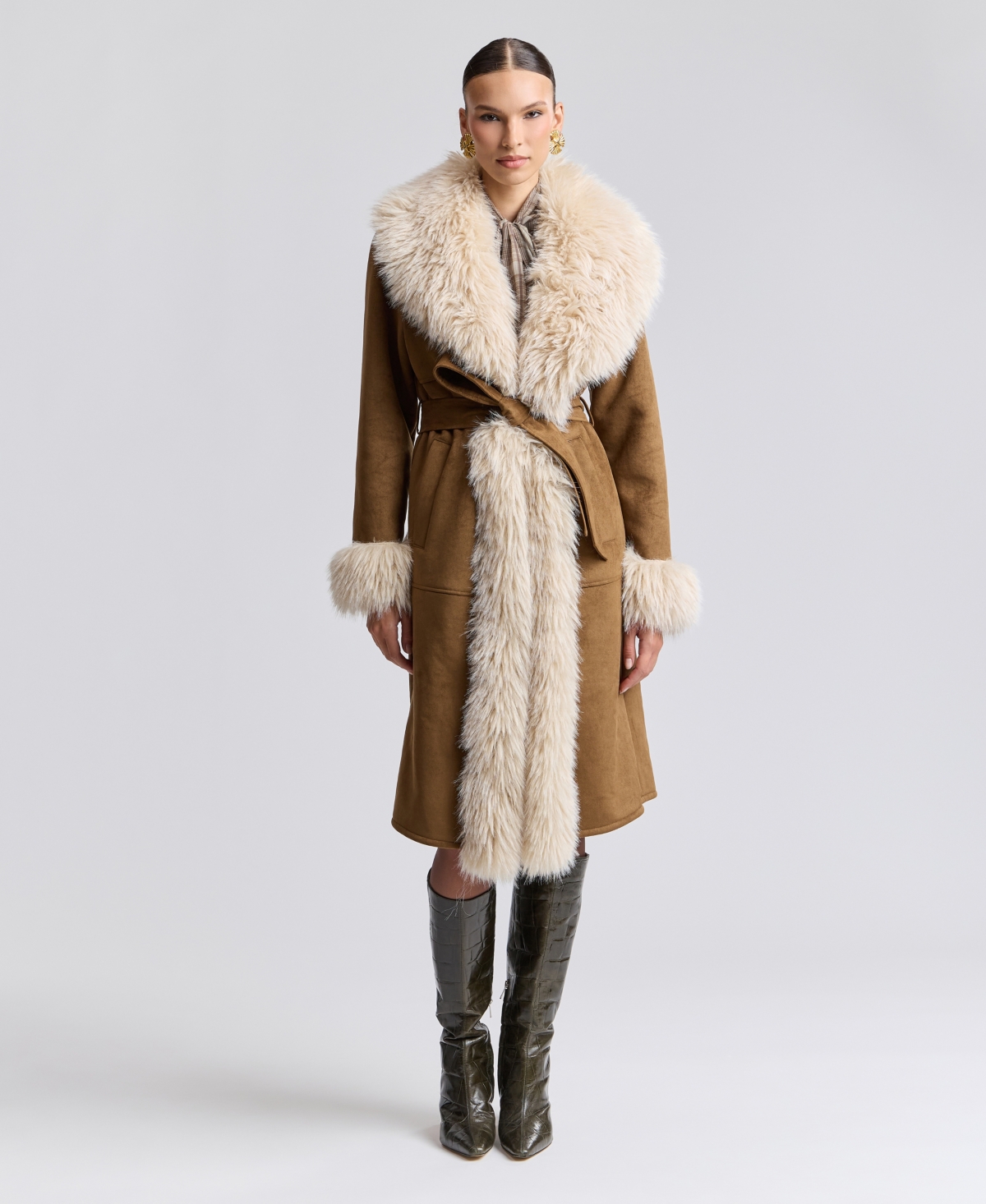 Click here for Avec Les Filles Womens Faux-Fur-Shawl-Collar Faux-... prices