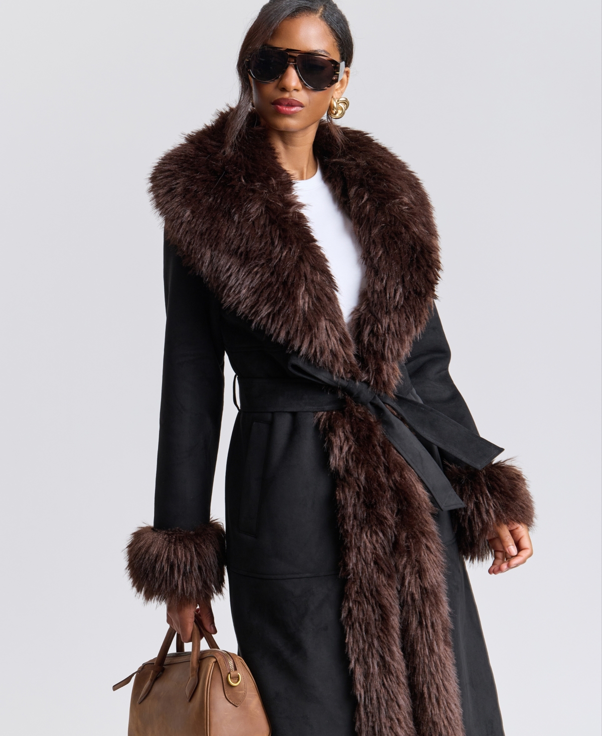 Click here for Avec Les Filles Womens Faux-Fur-Shawl-Collar Faux-... prices