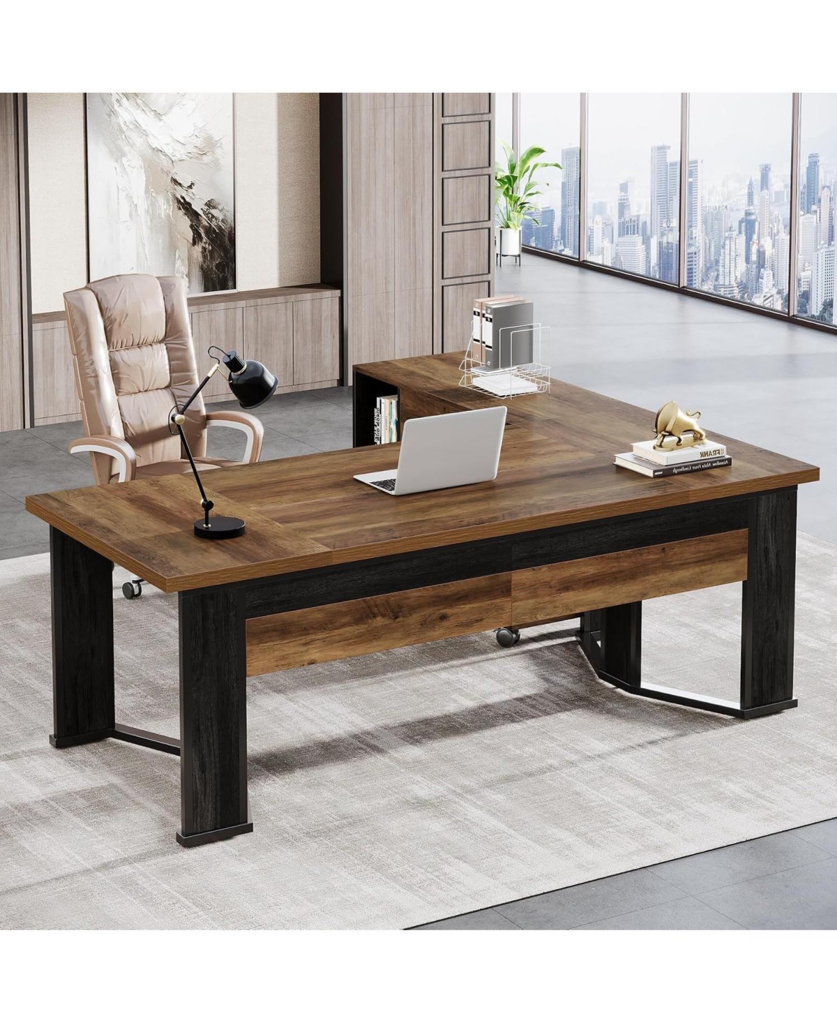 Click here for Tribesigns 70.86 L-Shaped Desk with File Cabinet -... prices