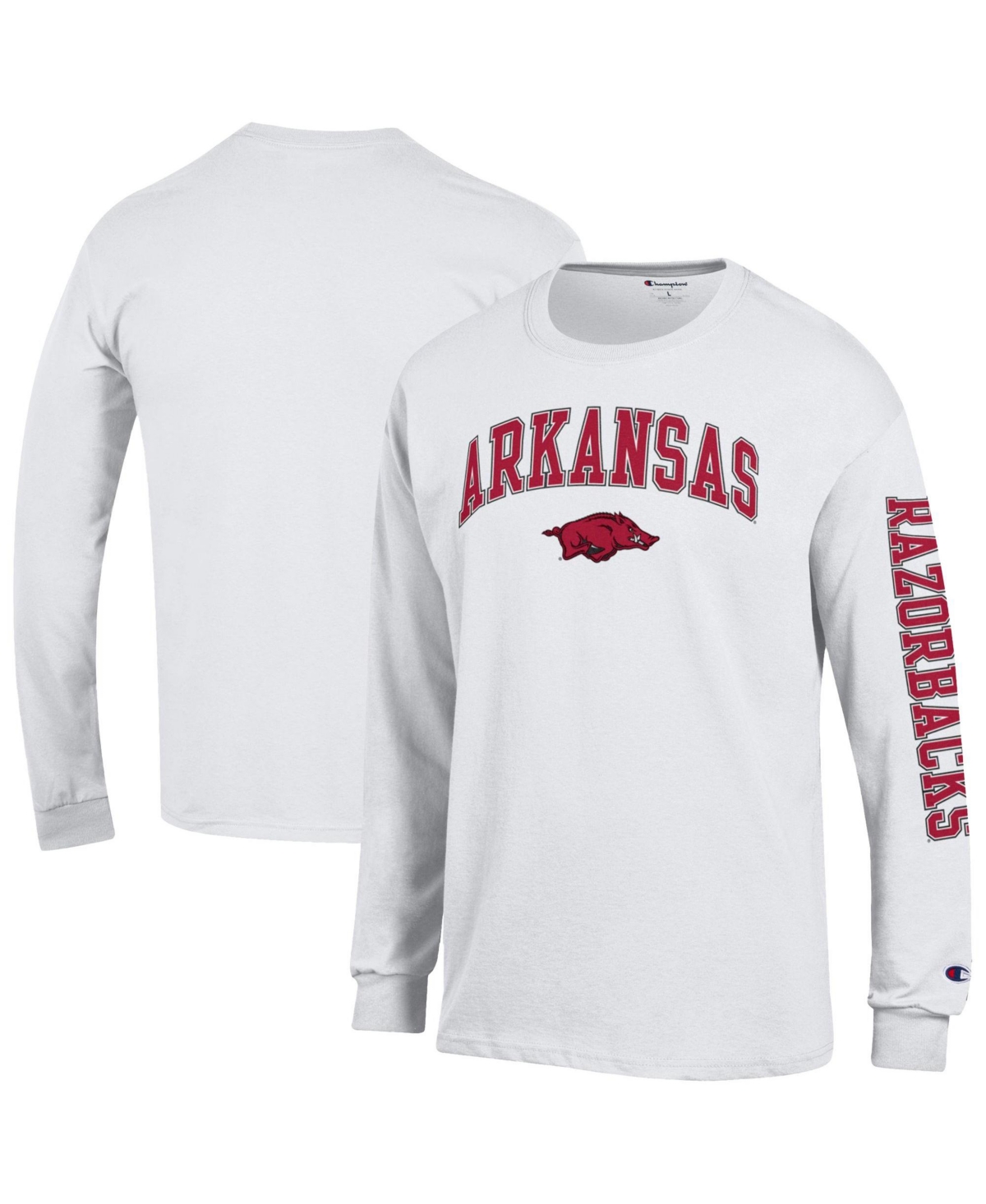 Click here for Champion Mens White Arkansas Razorbacks Arch Over... prices