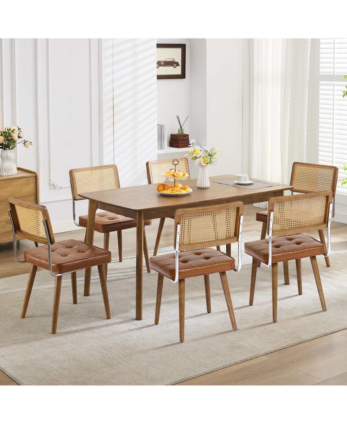 Click here for homfan Upholstered Rattan Dining Chairs with Tall... prices