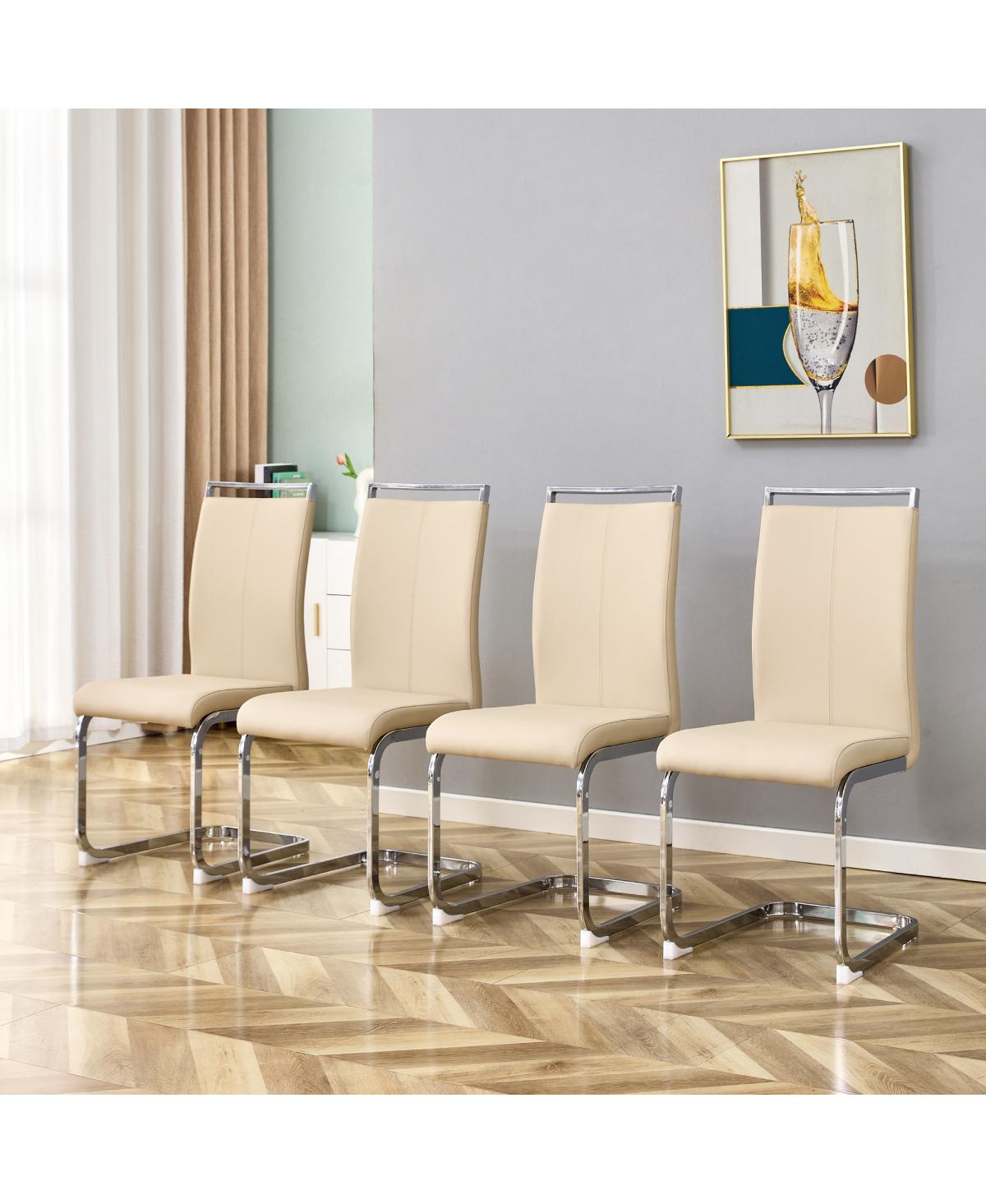Click here for Streamdale Furniture Set of 4 Champagne Pu Upholst... prices