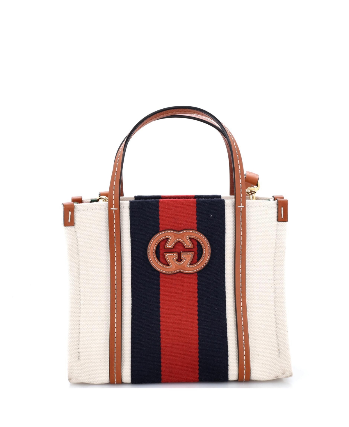 Click here for Pre-Owned Gucci Mini Interlocking G Web Tote Canva... prices