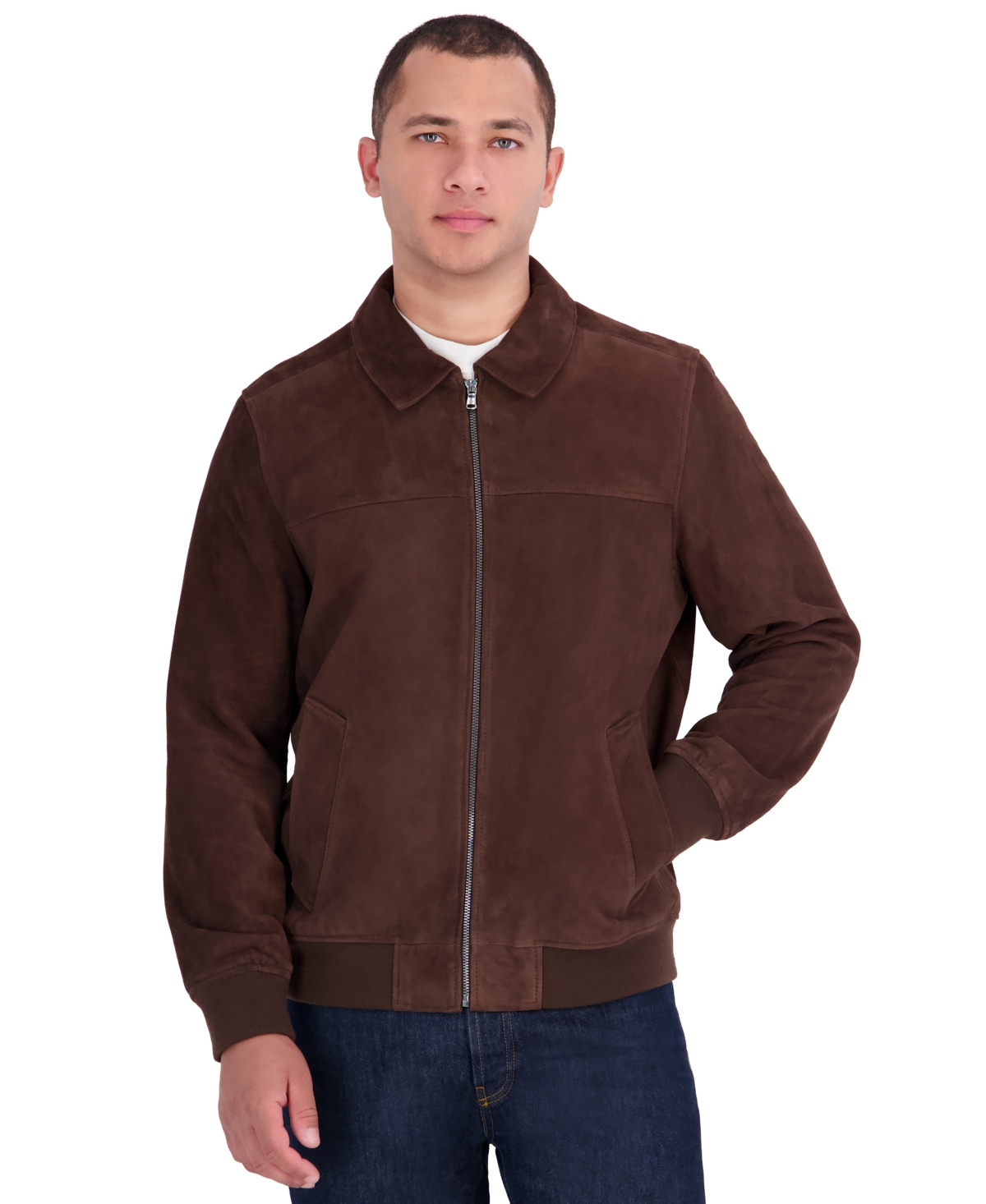 Click here for Michael Kors Mens Suede Shirt-Collar Bomber Jacket... prices