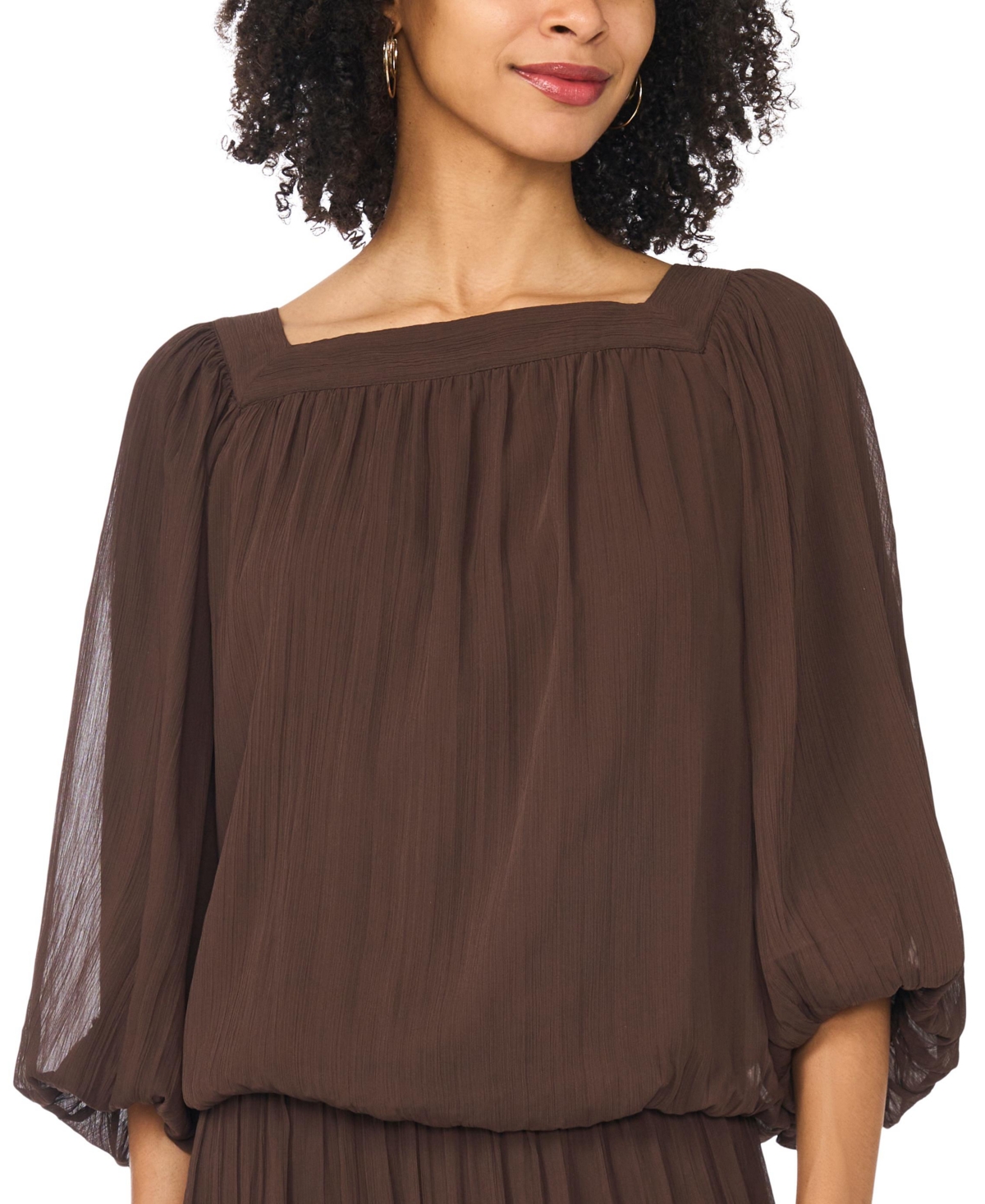 Click here for Womens Square Neck 3/4-Sleeve Bubble Blouse  Creat... prices