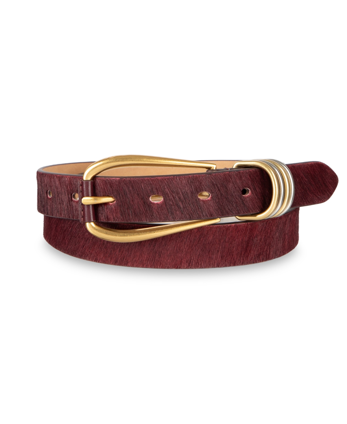 Click here for Sam Edelman Metal Strap Skinny Leather Belt - Burg... prices