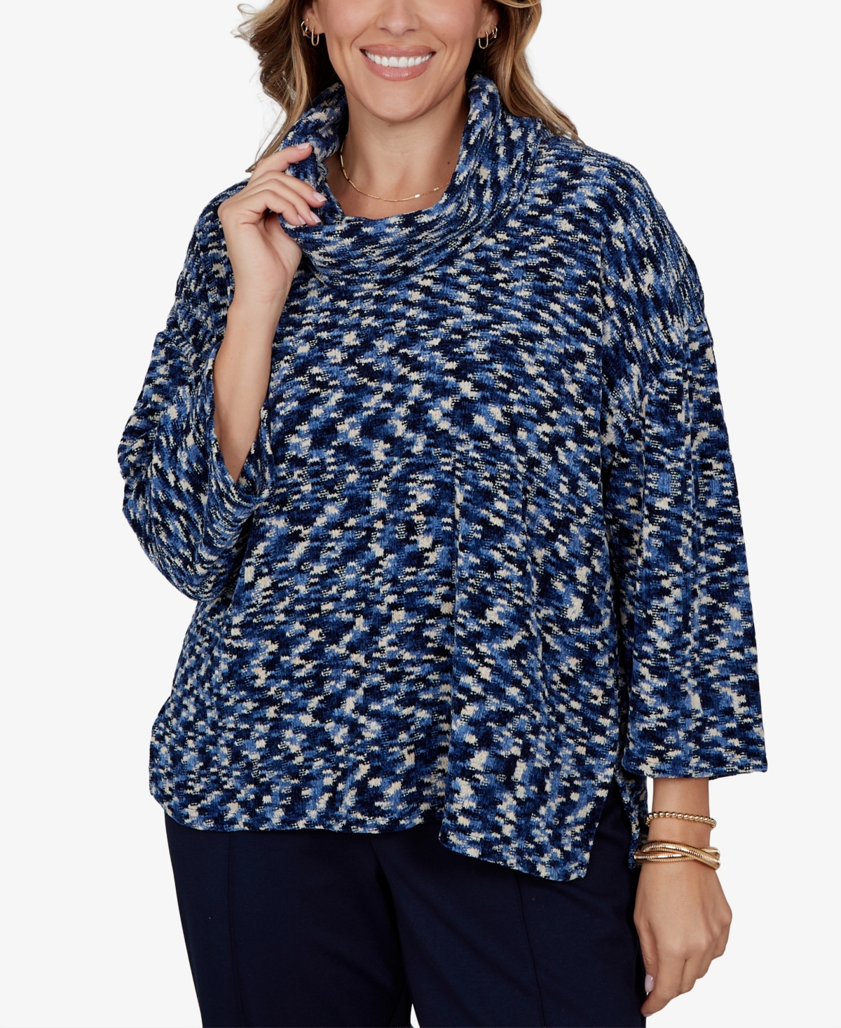 Click here for Ruby Rd. Plus Size Cowl Neck 3/4-Sleeve Spacedye K... prices
