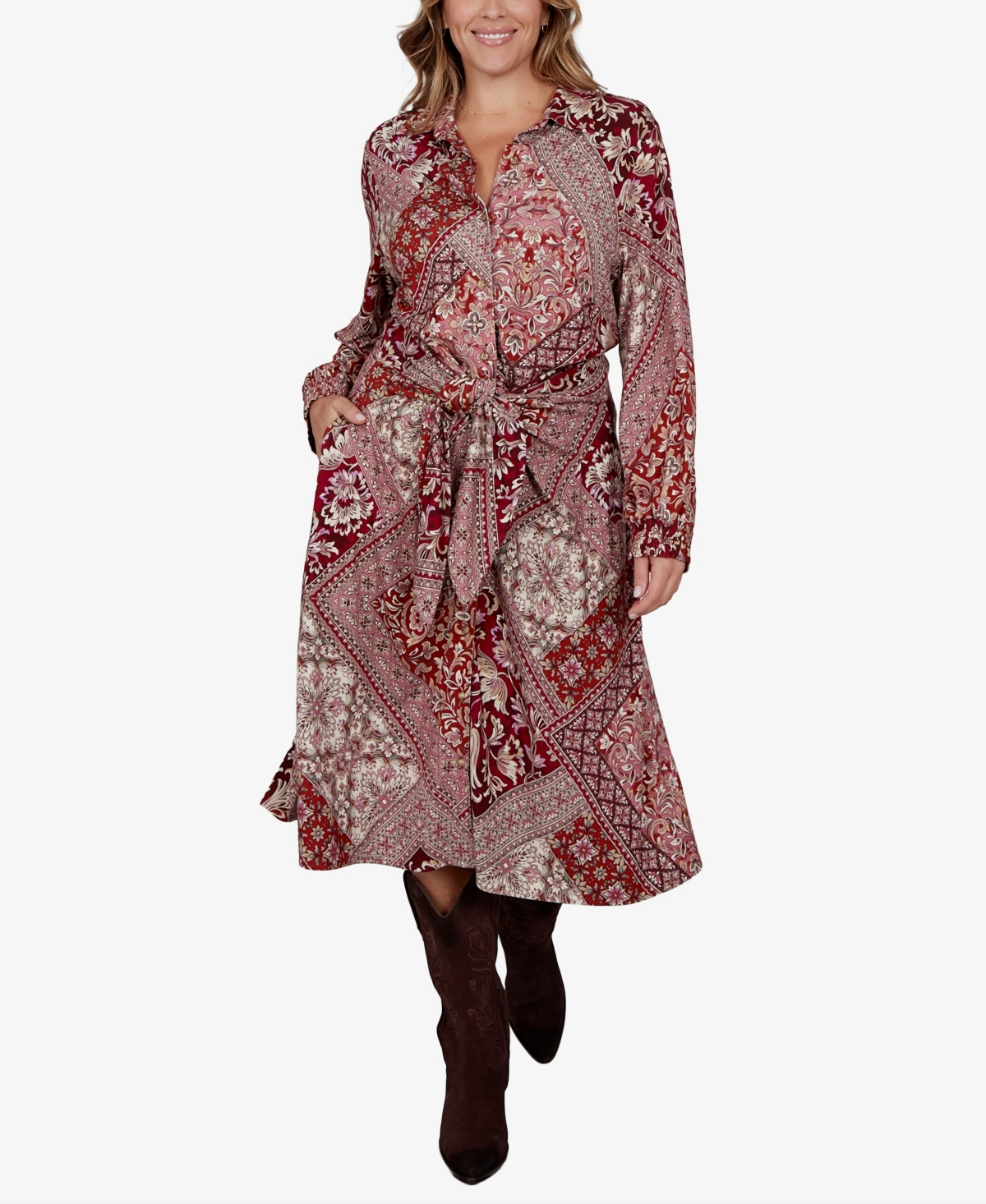 Click here for Ruby Rd. Plus Size Victorian Long-Sleeve Midi Shir... prices