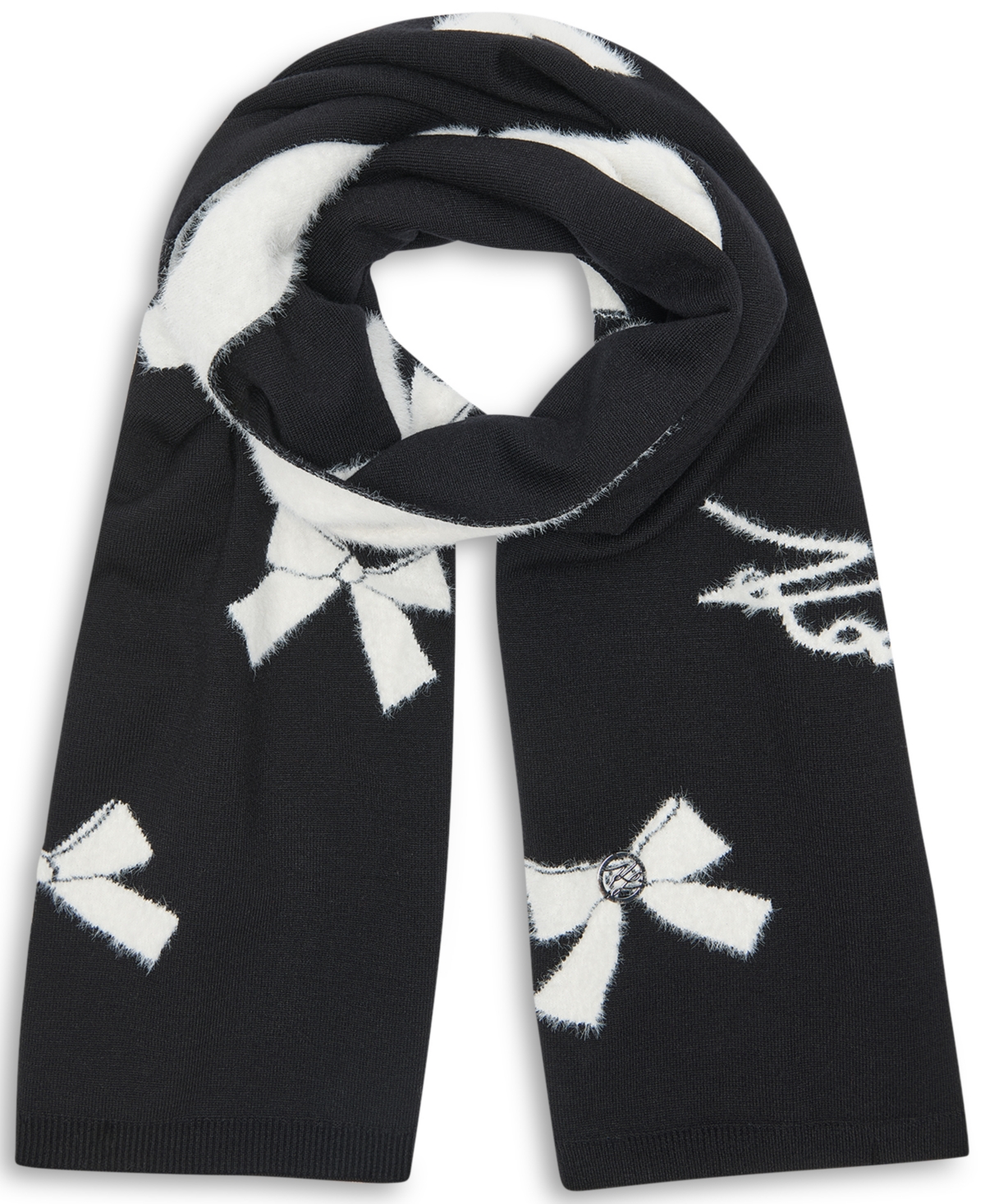 Click here for Karl Lagerfeld Paris Fuzzy Bows Scarf - Ivory prices