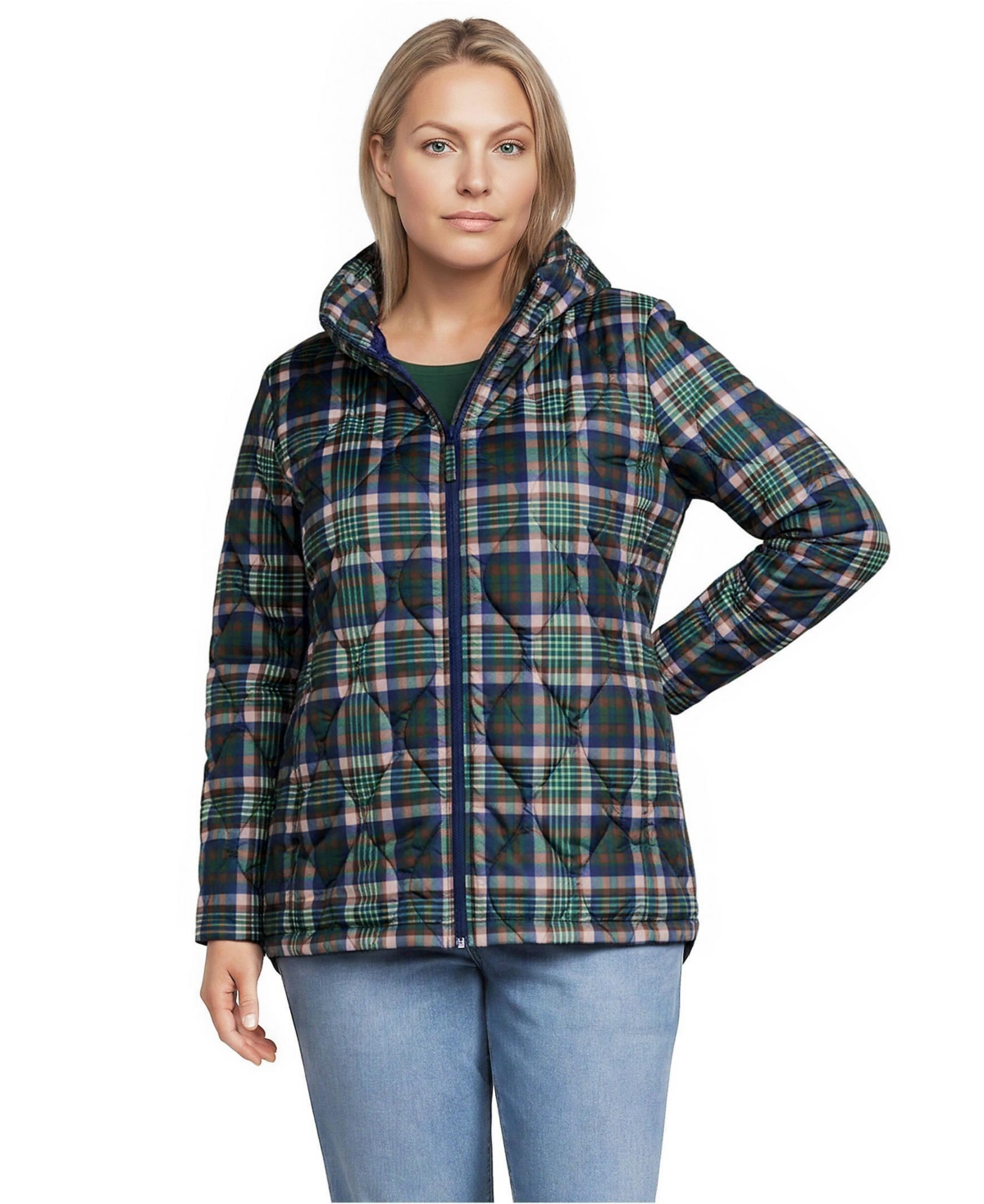 Click here for Lands End Plus Size Print FeatherFree Quilted Insu... prices