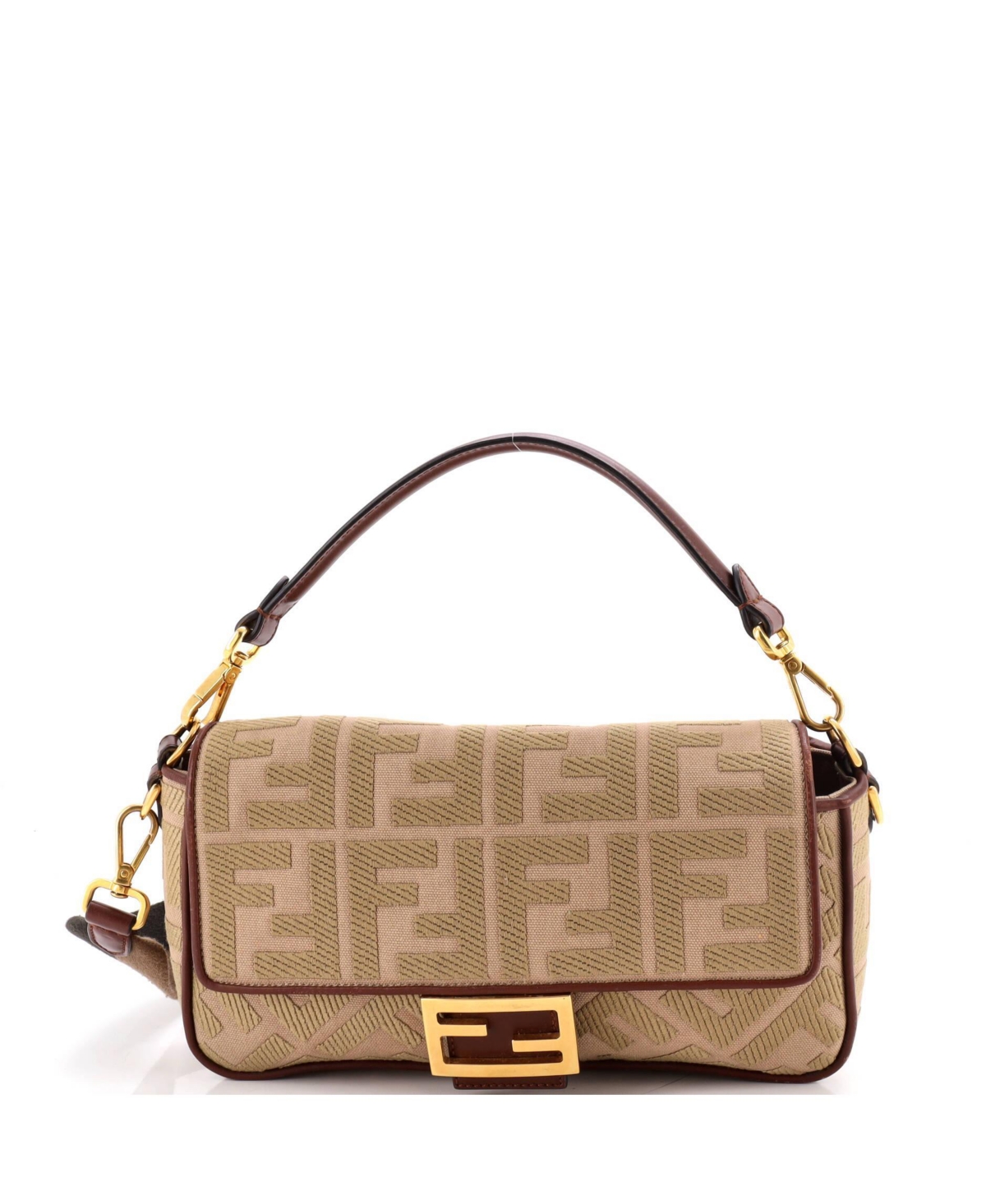 Click here for Pre-Owned Fendi Medium Baguette Nm Bag Zucca Embro... prices