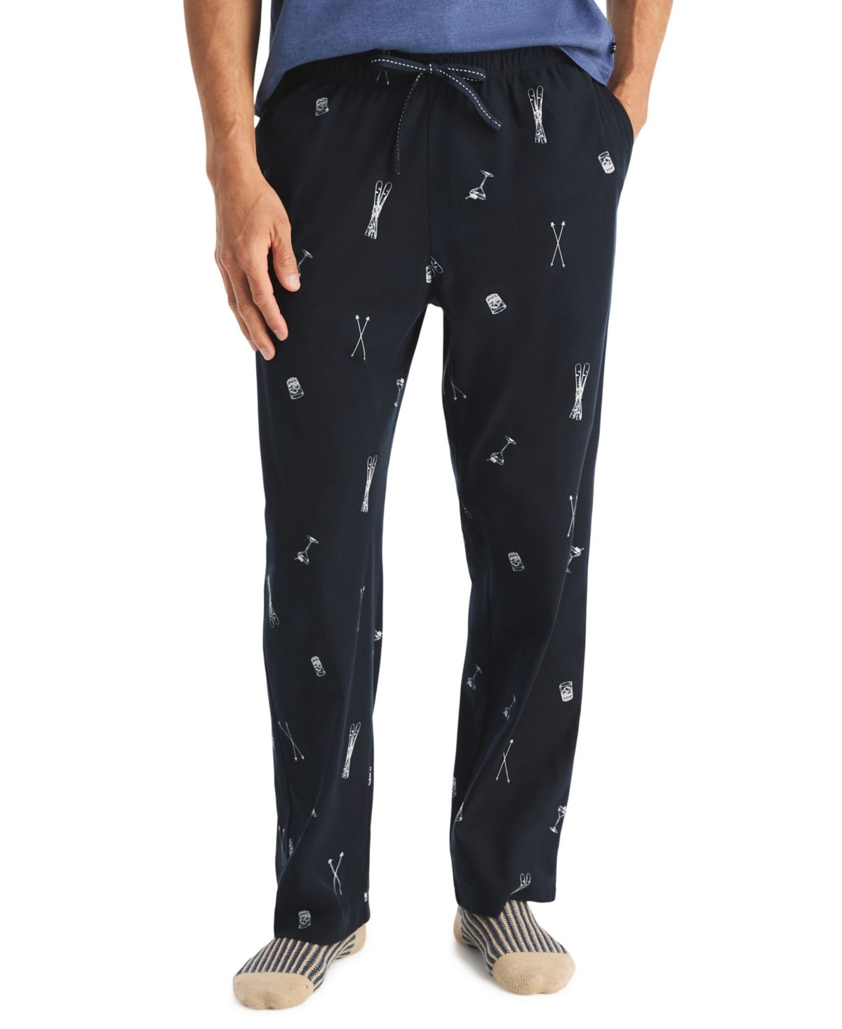 Click here for Nautica Mens Cozy Open Bottom Fleece Printed Relax... prices
