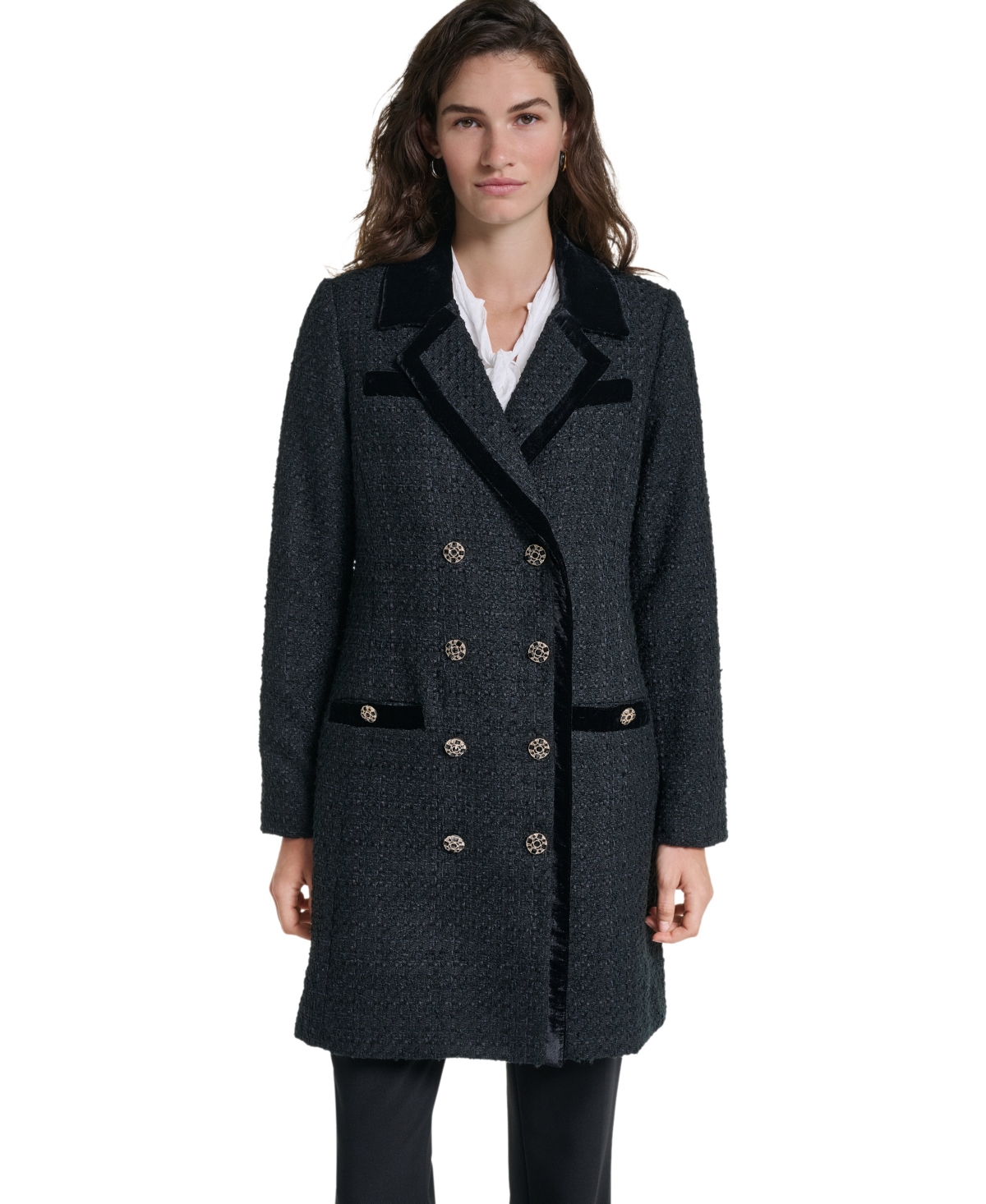 Click here for Karl Lagerfeld Paris Womens Double-Breasted Tweed... prices