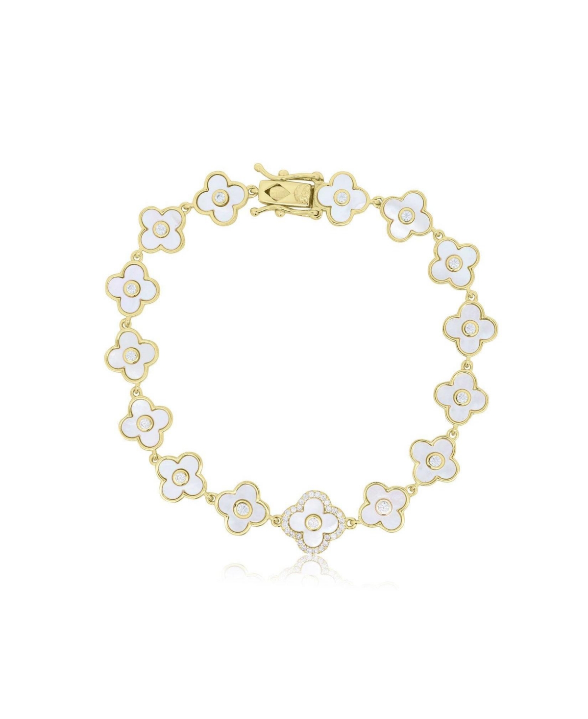 Click here for The Lovery Mother of Pearl Cz Clover Bracelet 14K... prices