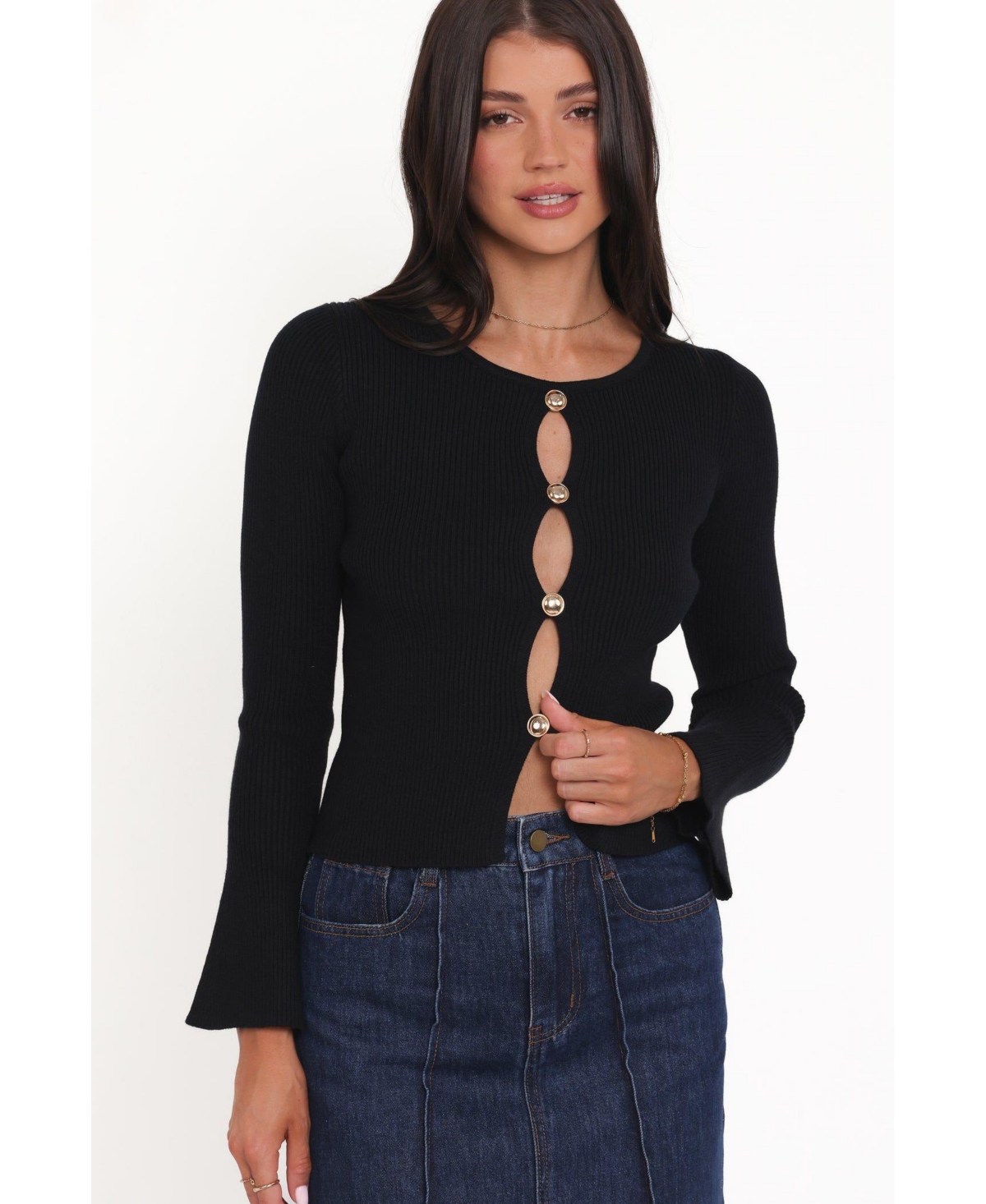 Click here for Petal and Pup Womens Rosienna Ribbed-Knit Long-Sle... prices