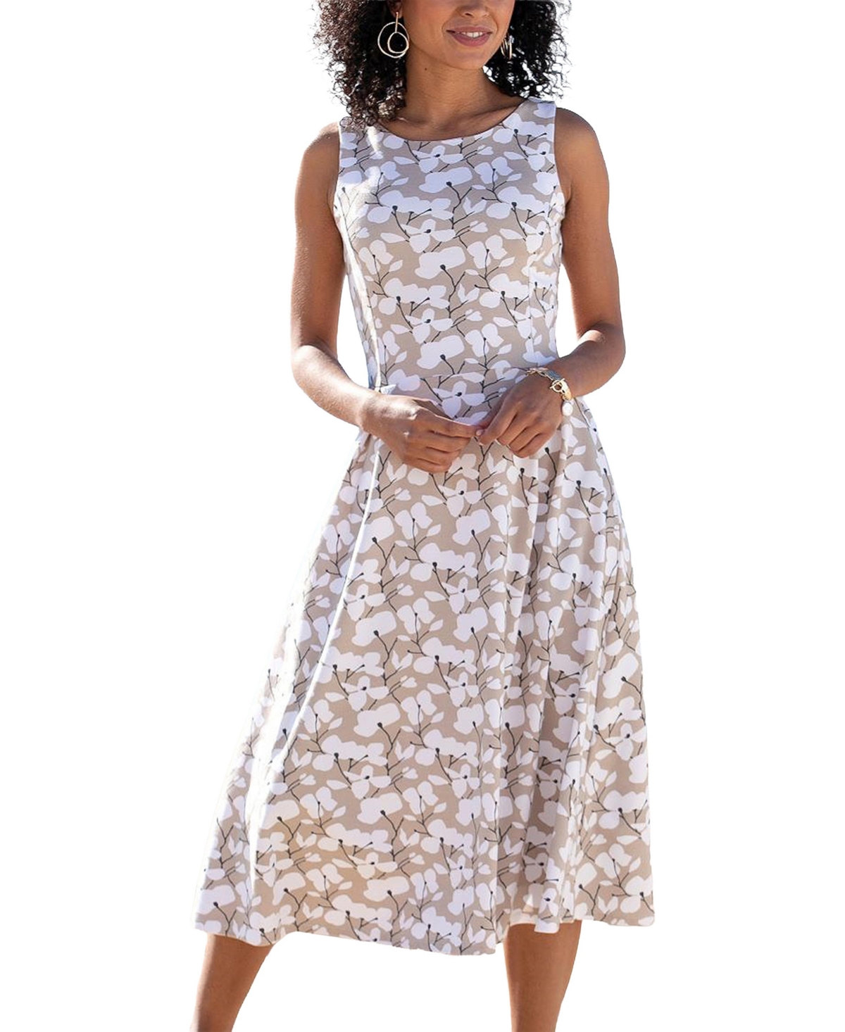 Click here for Lascana Womens Floral A-Line Sleeveless Dress - Be... prices