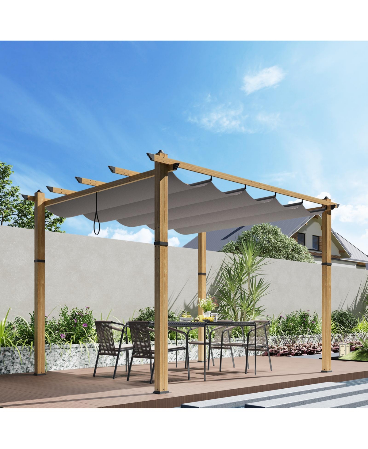 Click here for homfan Outdoor Aluminum Pergola With Retractable C... prices