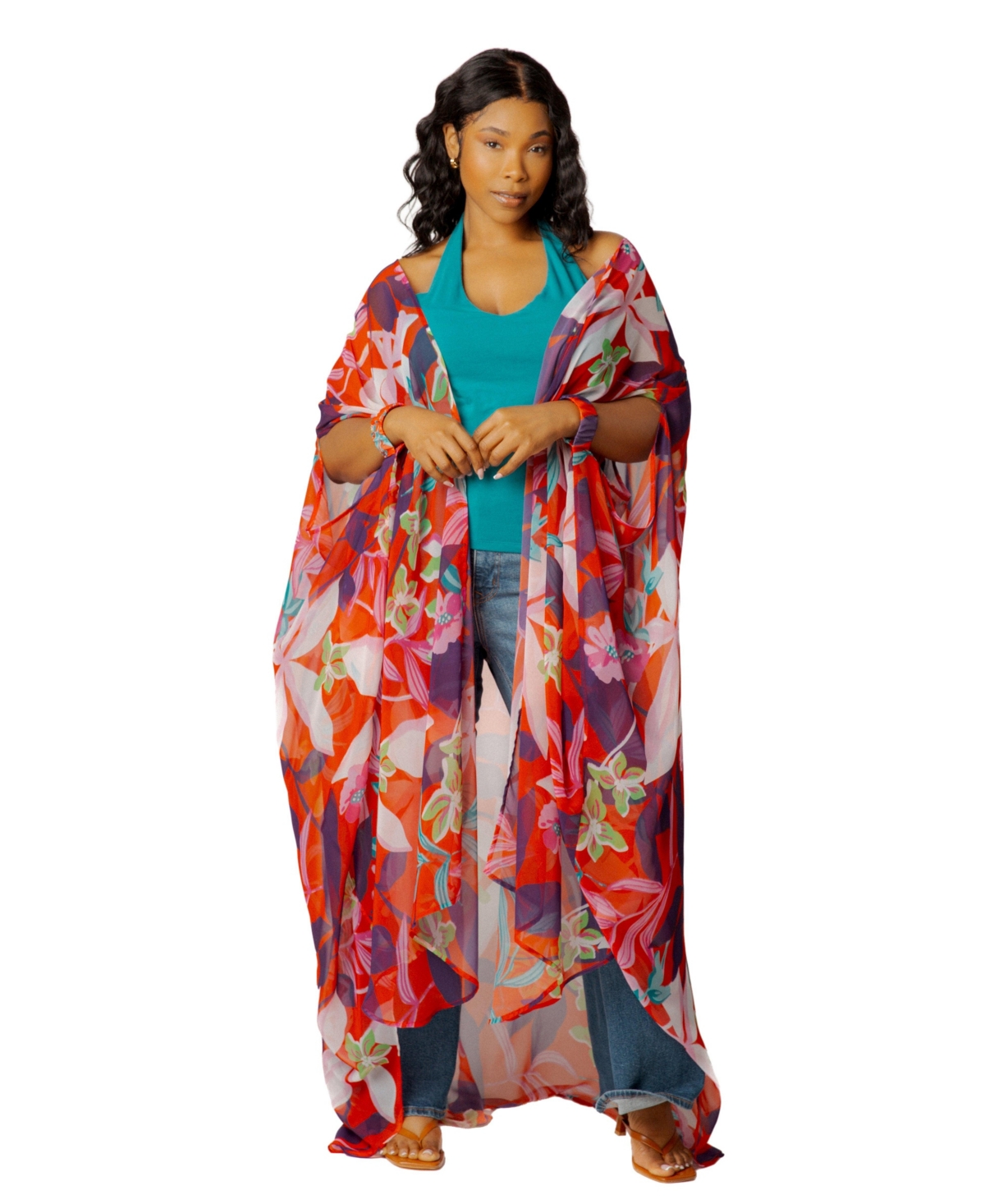 Click here for Buxom Couture Plus Size Floral Robe with Wrist Ban... prices