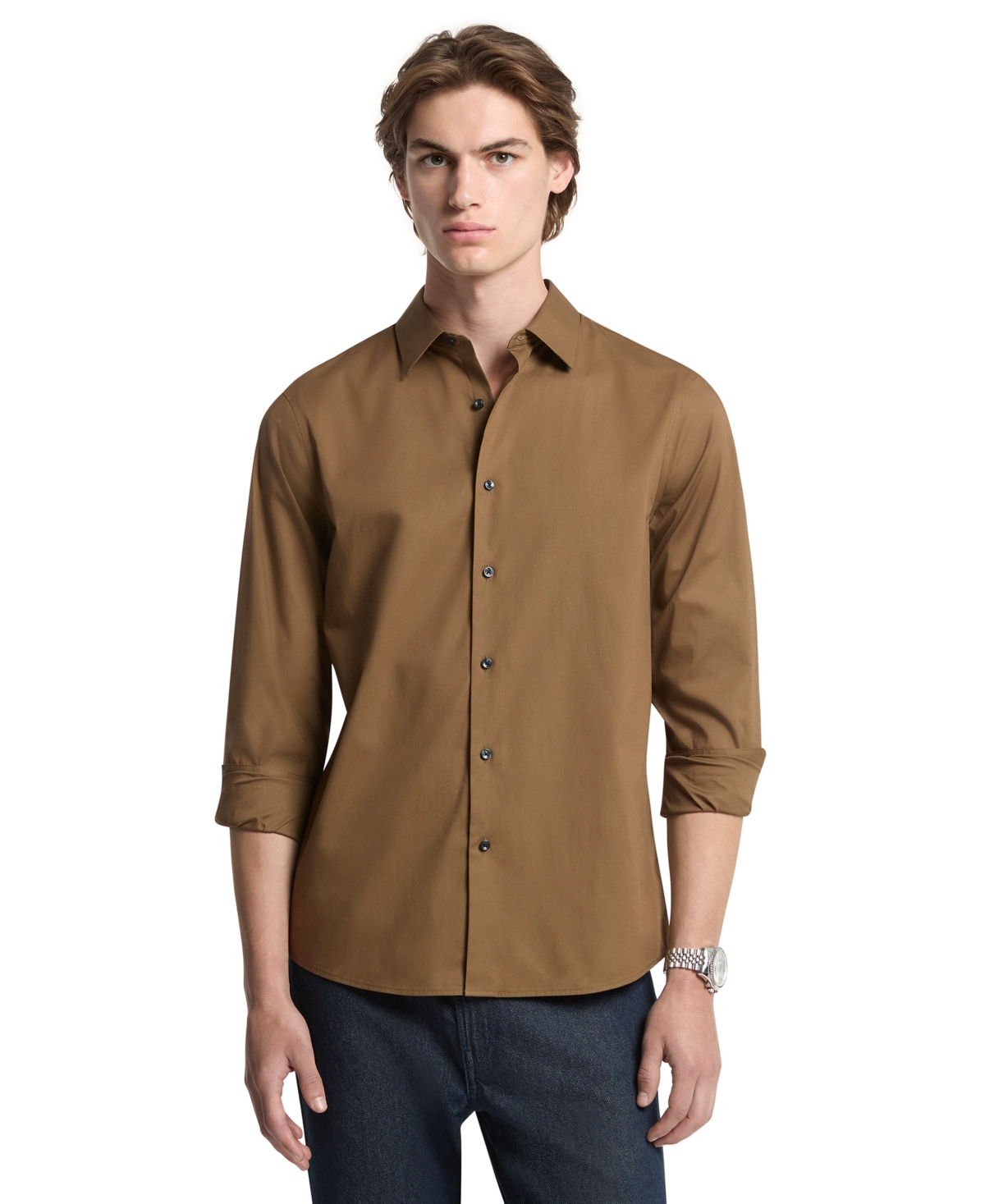 Click here for Michael Kors Mens Stretch Button-Front Shirt - Duf... prices