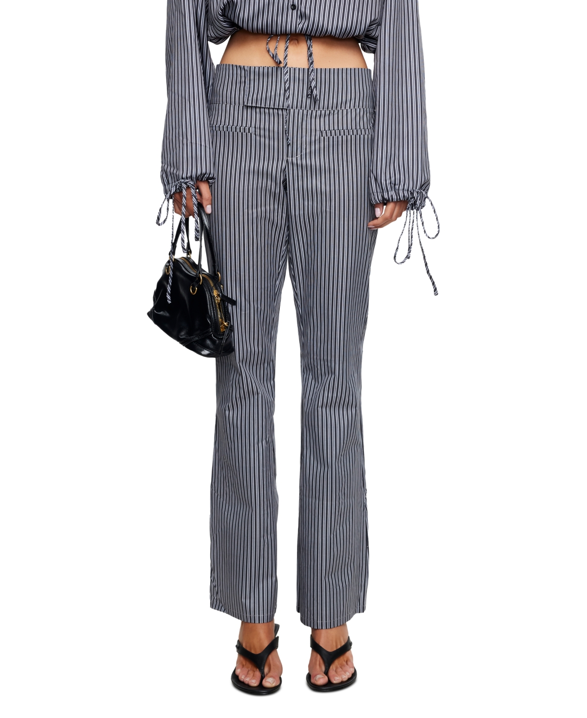 Click here for Lioness Womens Totti Wide-Leg Stripe Pants - Slate... prices