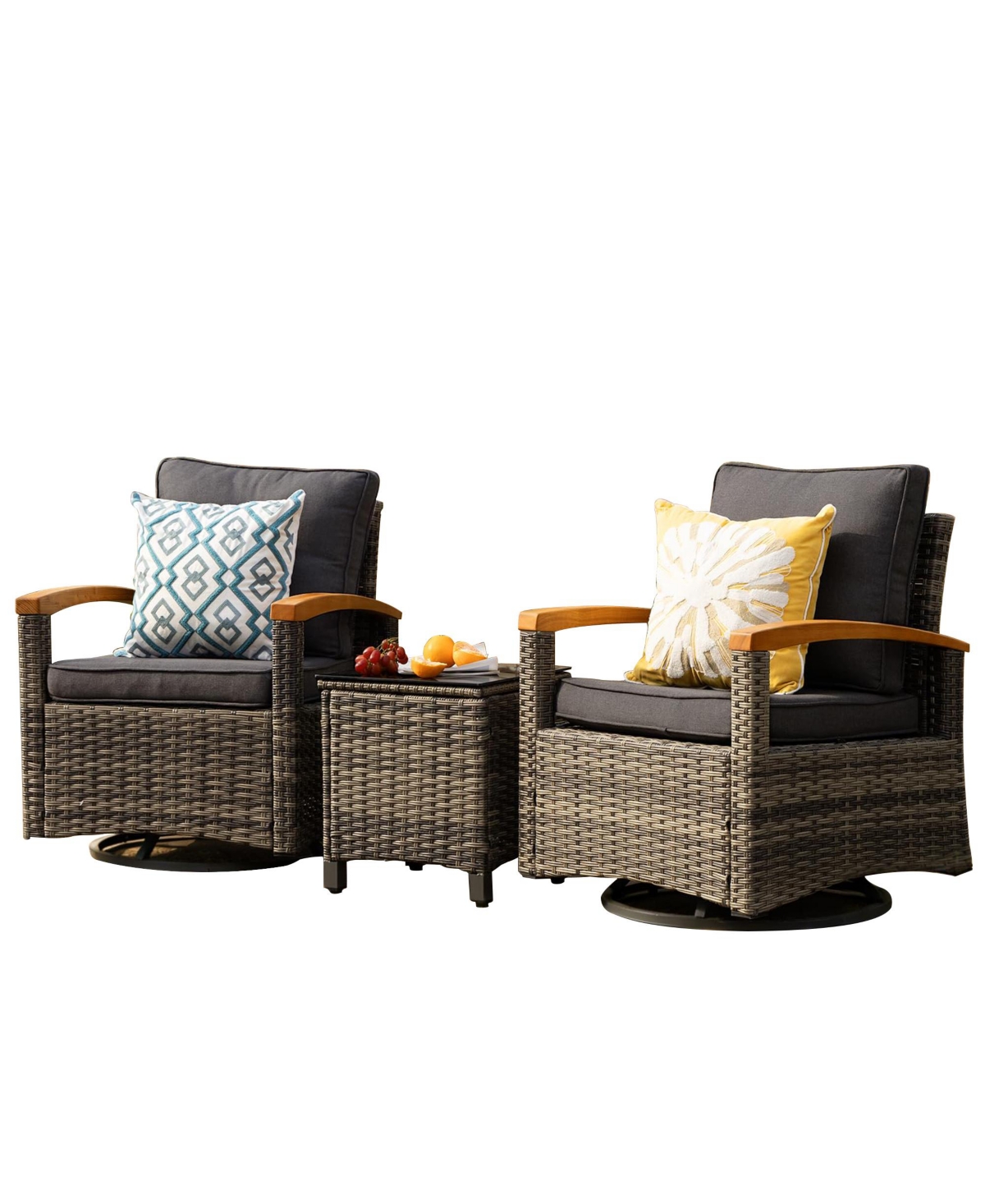 Click here for Decksplore 3 Piece Outdoor Swivel Rocker Bistro Se... prices