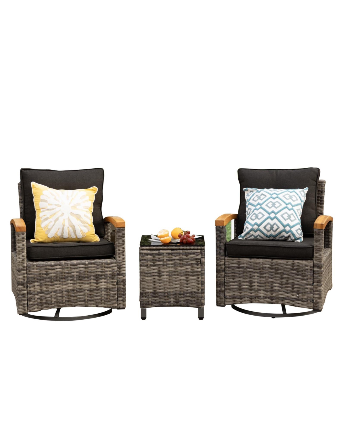 Click here for Decksplore 3 Piece Outdoor Swivel Rocker Bistro Se... prices