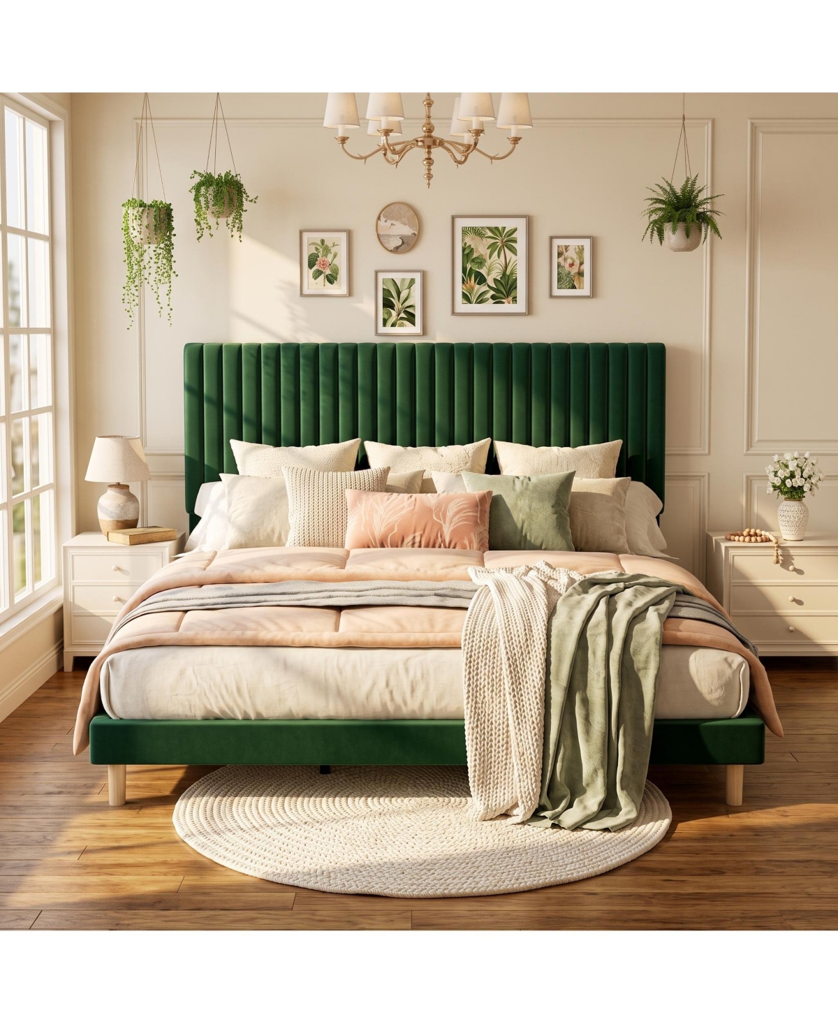Click here for Gaomon Velvet Upholstered Platform Bed Frame with... prices