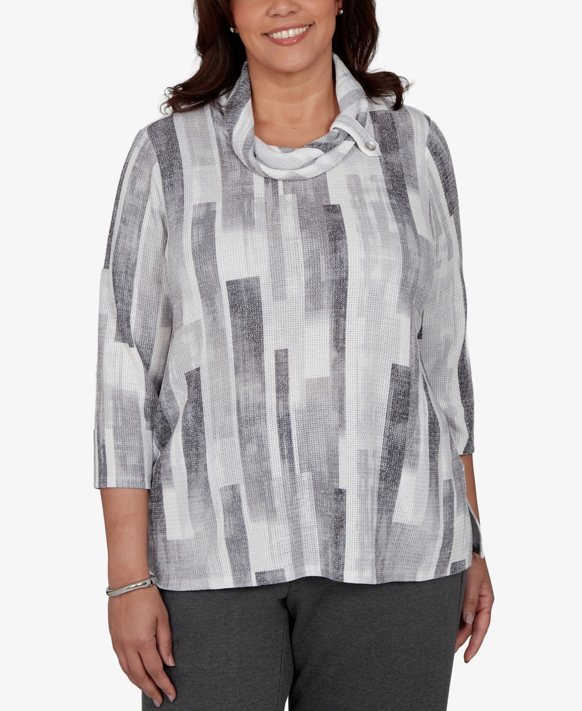 Click here for Alfred Dunner Plus Size Cowl Neck 3/4-Sleeve Textu... prices