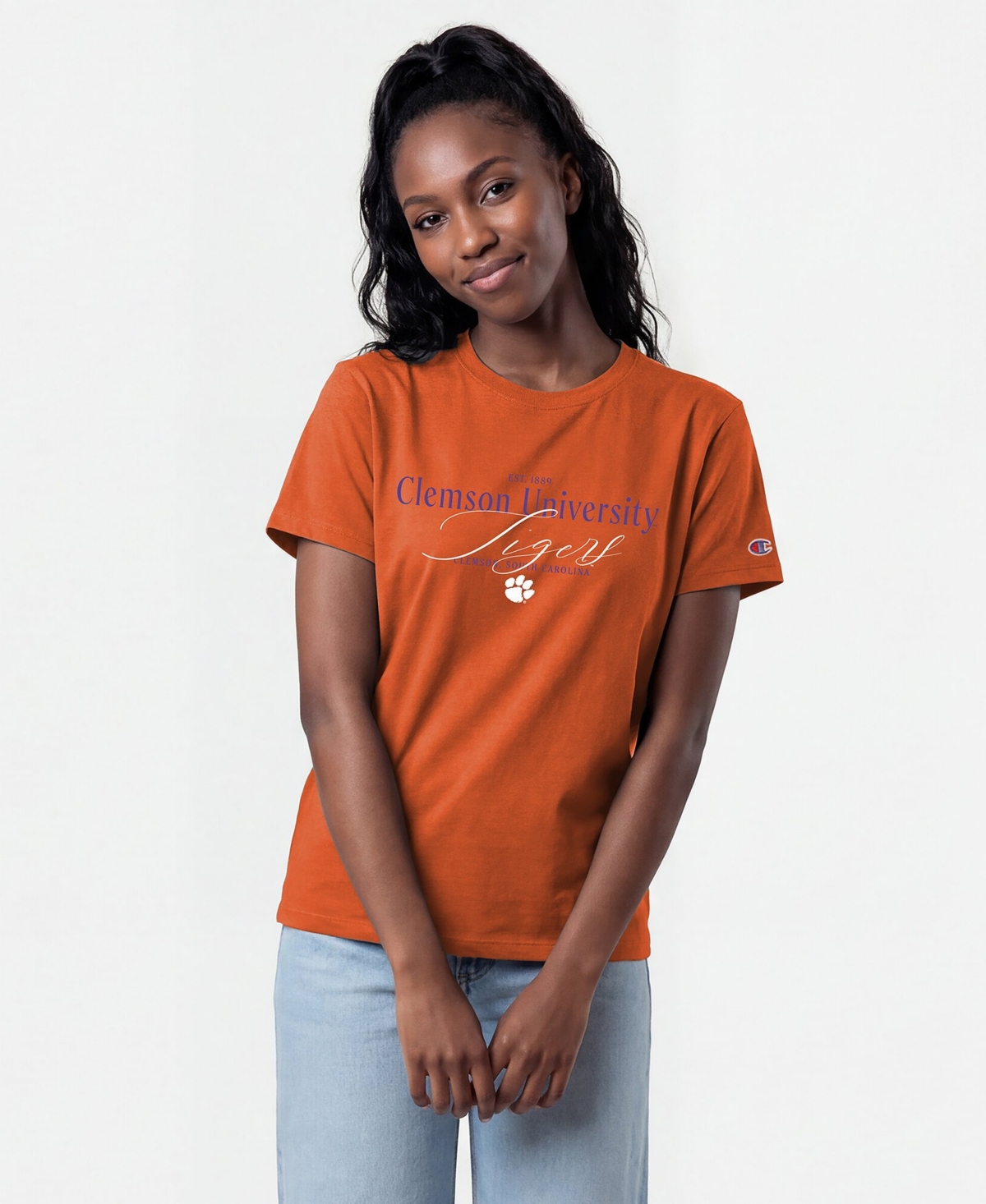 Click here for Champion Womens Clemson Tigers Crewneck Cotton-Ble... prices