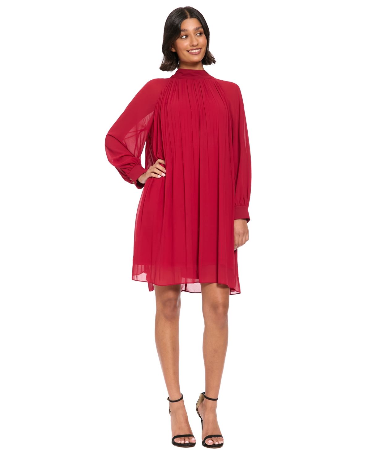 Click here for London Times Womens Petite Pleated Shift Long-Slee... prices
