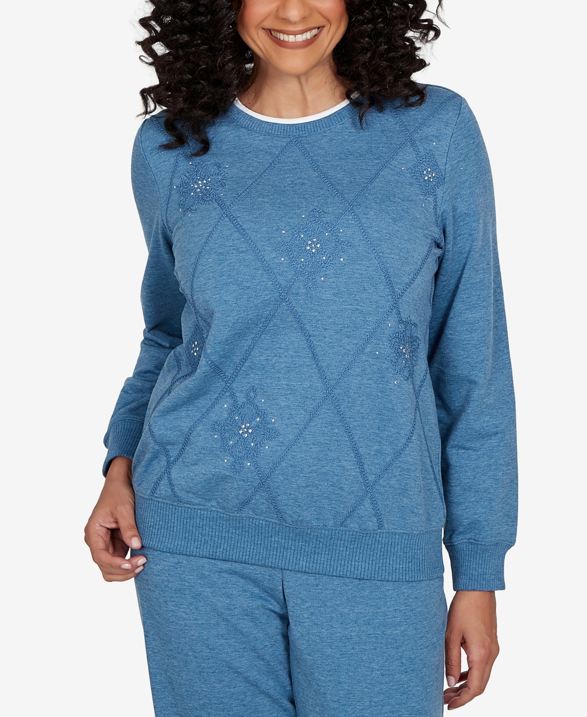 Click here for Alfred Dunner Petite Embroidered Long-Sleeve Pullo... prices