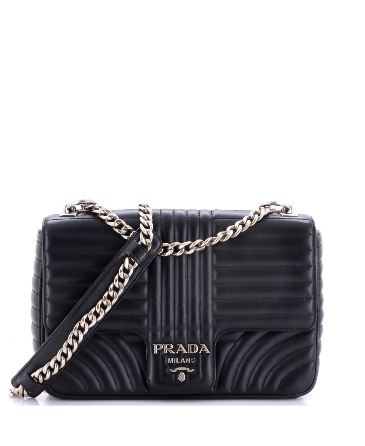 Click here for Pre-Owned Prada Large Chain Flap Shoulder Bag Diag... prices