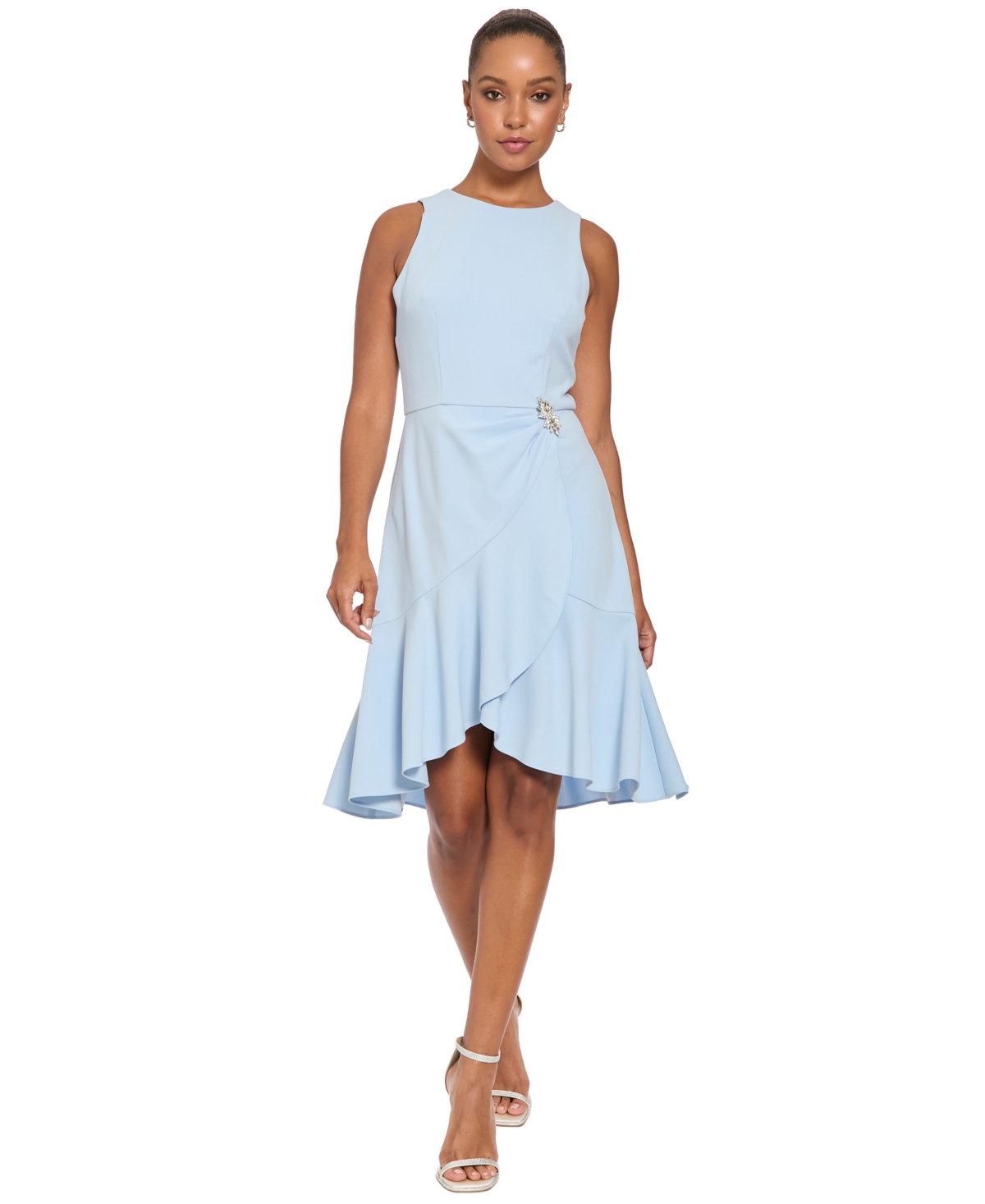 Click here for ivy + blu Womens Ruffled-Hem High-Low Crewneck Dre... prices