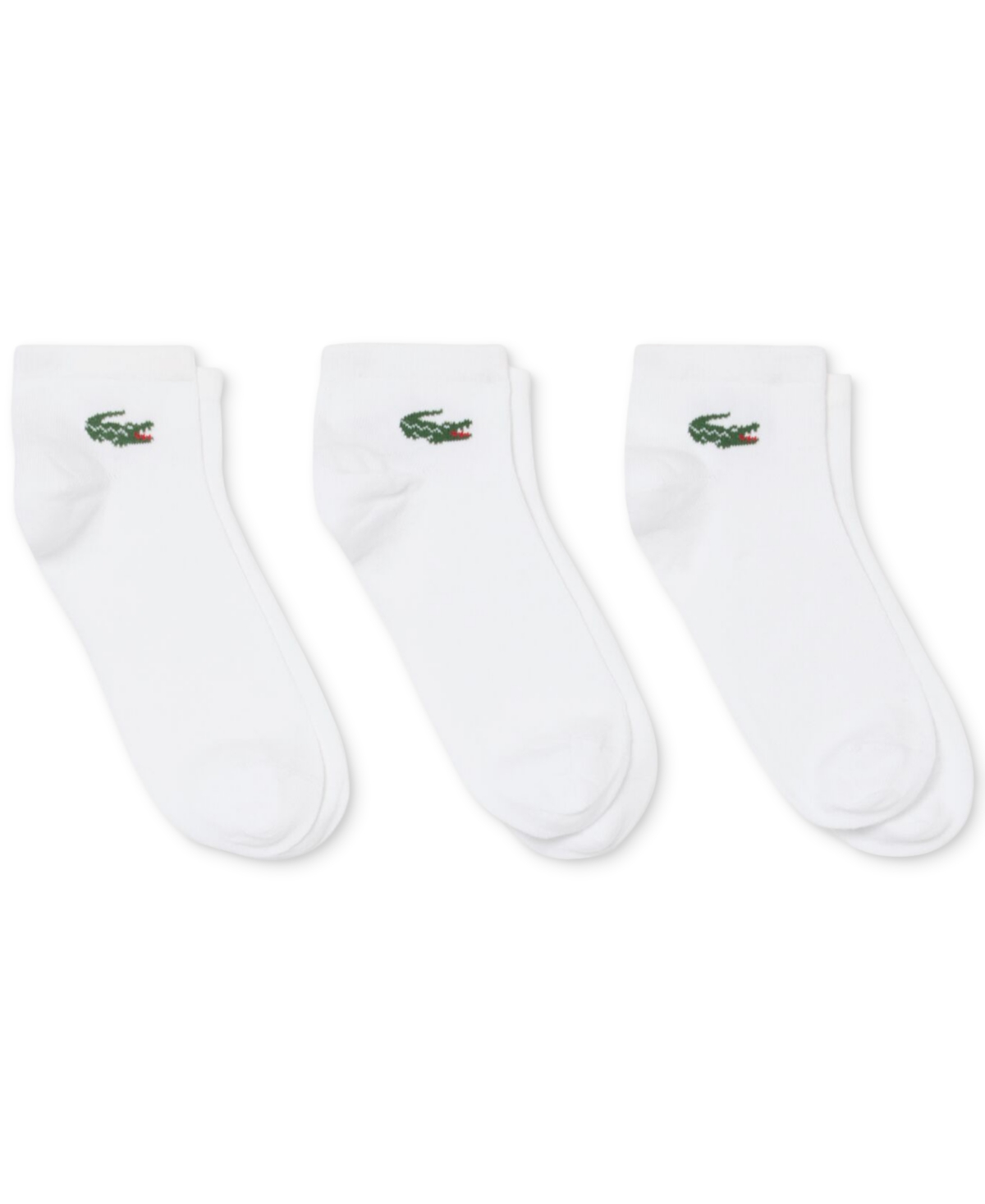 Click here for Lacoste Mens Ribbed-Cuff Ankle Socks  3-Pack - Whi... prices
