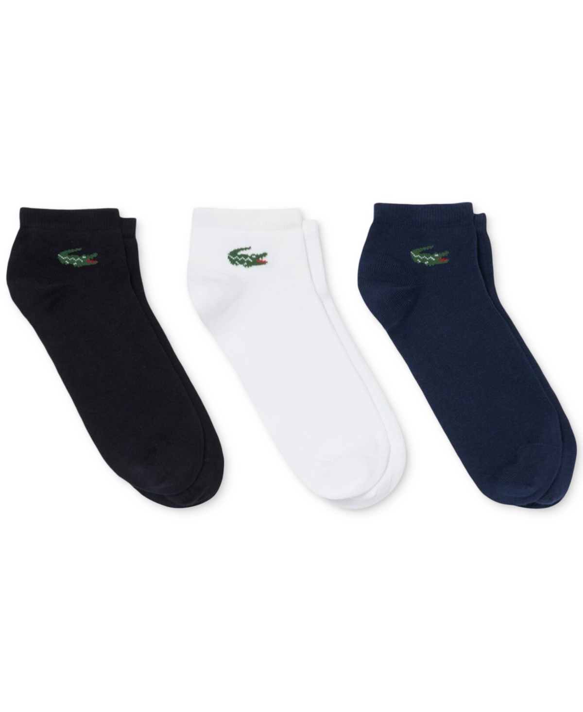 Click here for Lacoste Mens Ribbed-Cuff Ankle Socks  3-Pack - Nav... prices