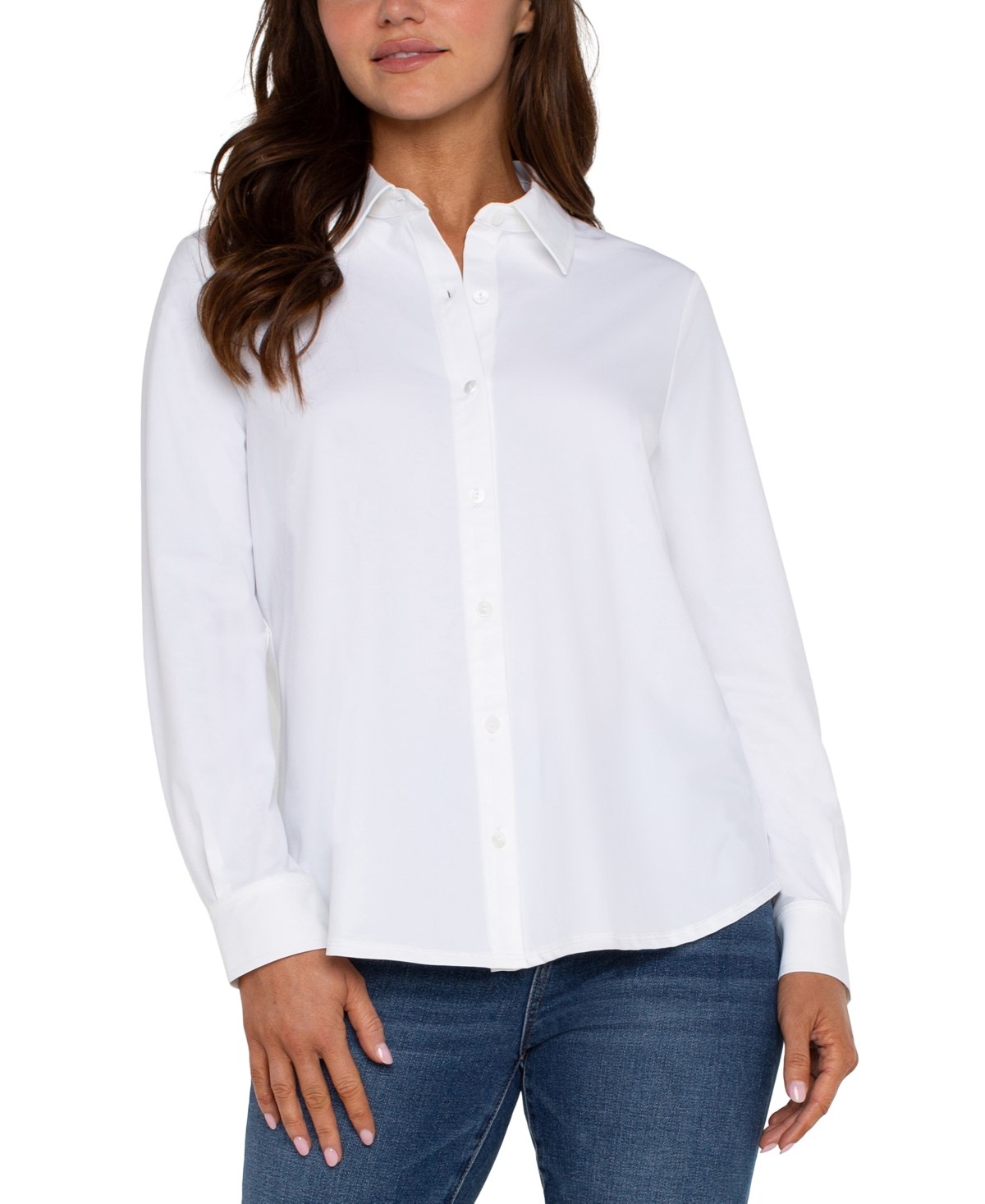 Click here for Liverpool Los Angeles Petite Long-Sleeve Button-Fr... prices