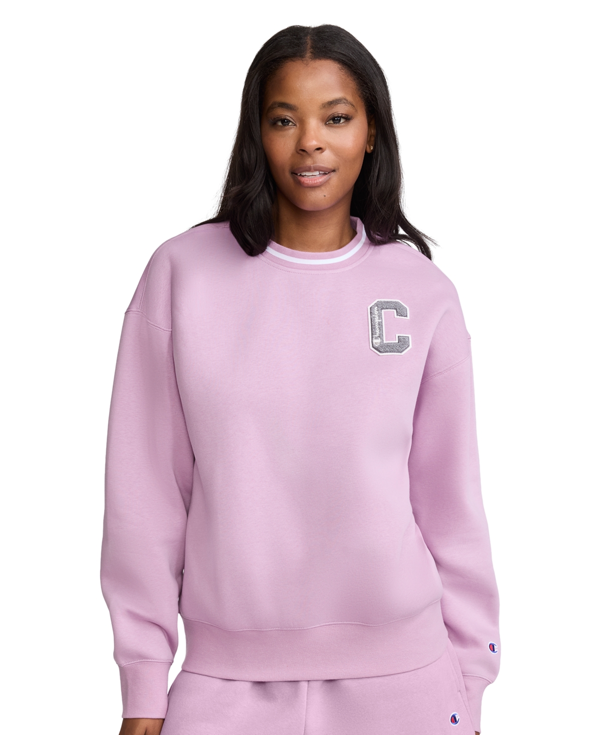 Click here for Champion Womens Crew W C Patch Long-Sleeve Chenill... prices