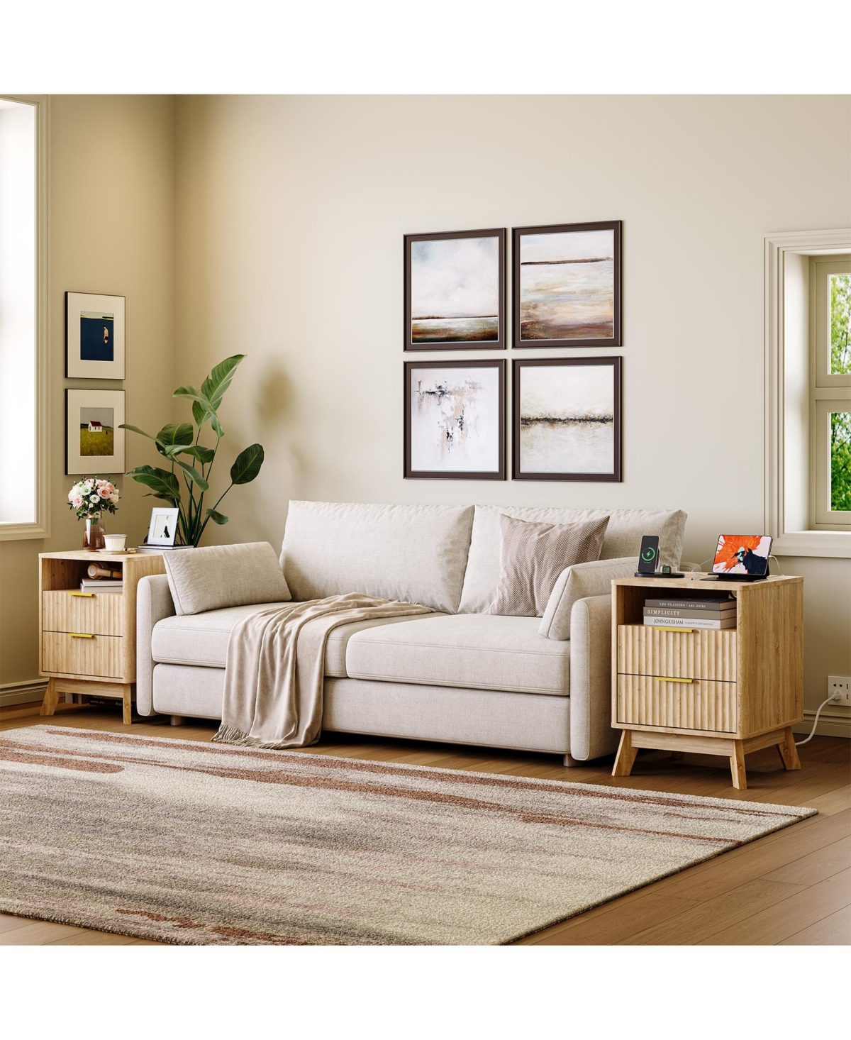 Click here for gaomon Set of 2 Modern 2 Drawer Wave Fluted Nights... prices