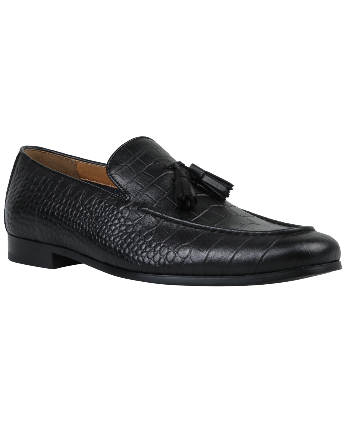 Click here for Bar Iii Mens Tassel Leather Loafers - Black prices