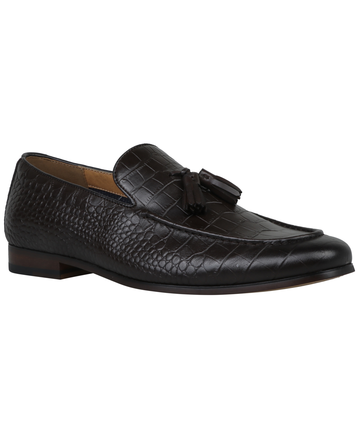 Click here for Bar Iii Mens Tassel Leather Loafers - Dark Brown prices
